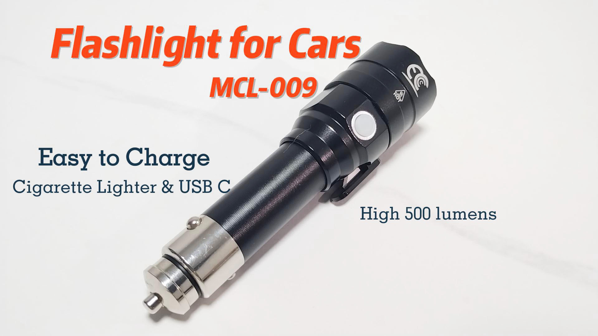 MCCC Small Rechargeable Flashlight with 12 Volt Car Cigarette Lighter ...