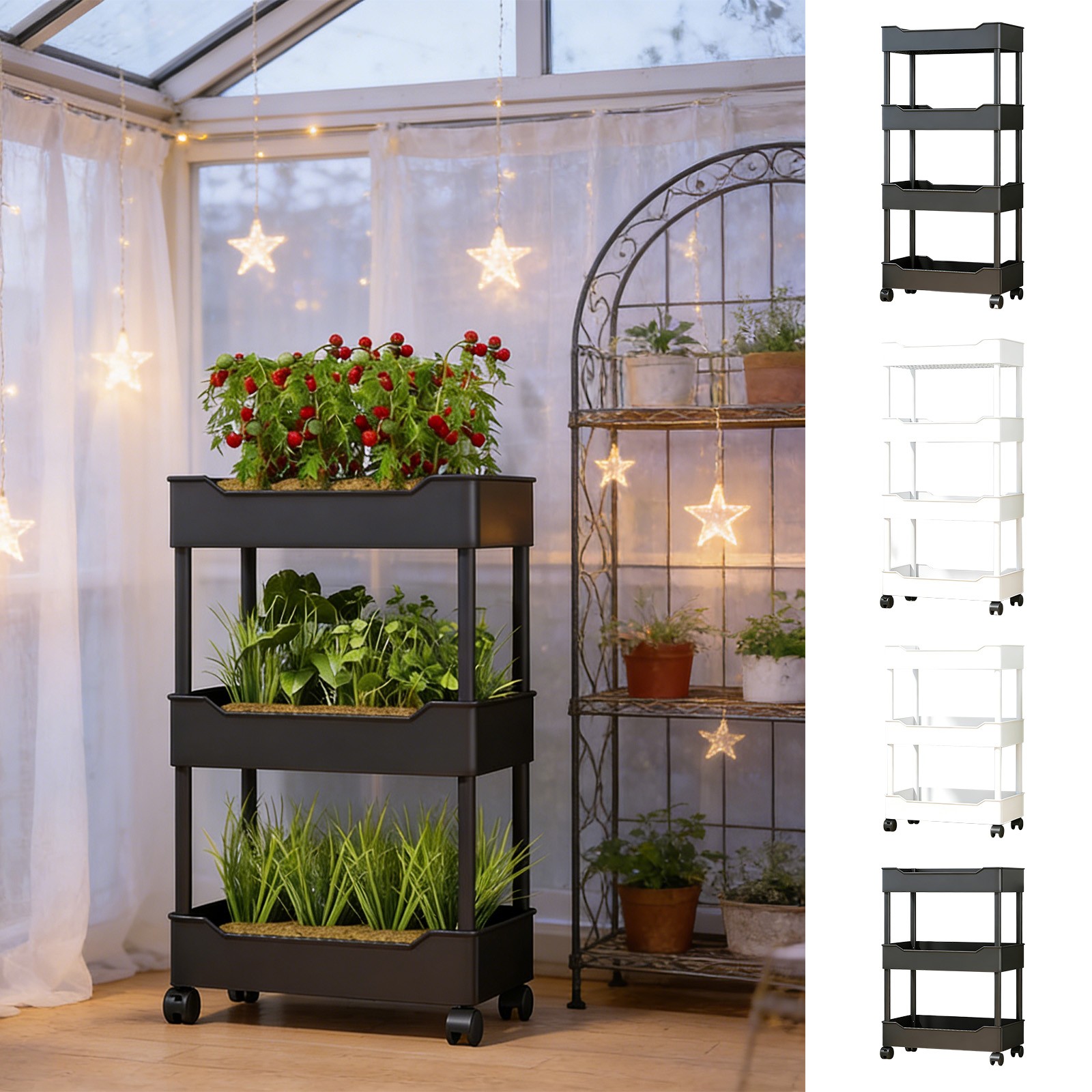 3 Tier White 5.91in Narrow Cart - Rolling Holder with Metal ...