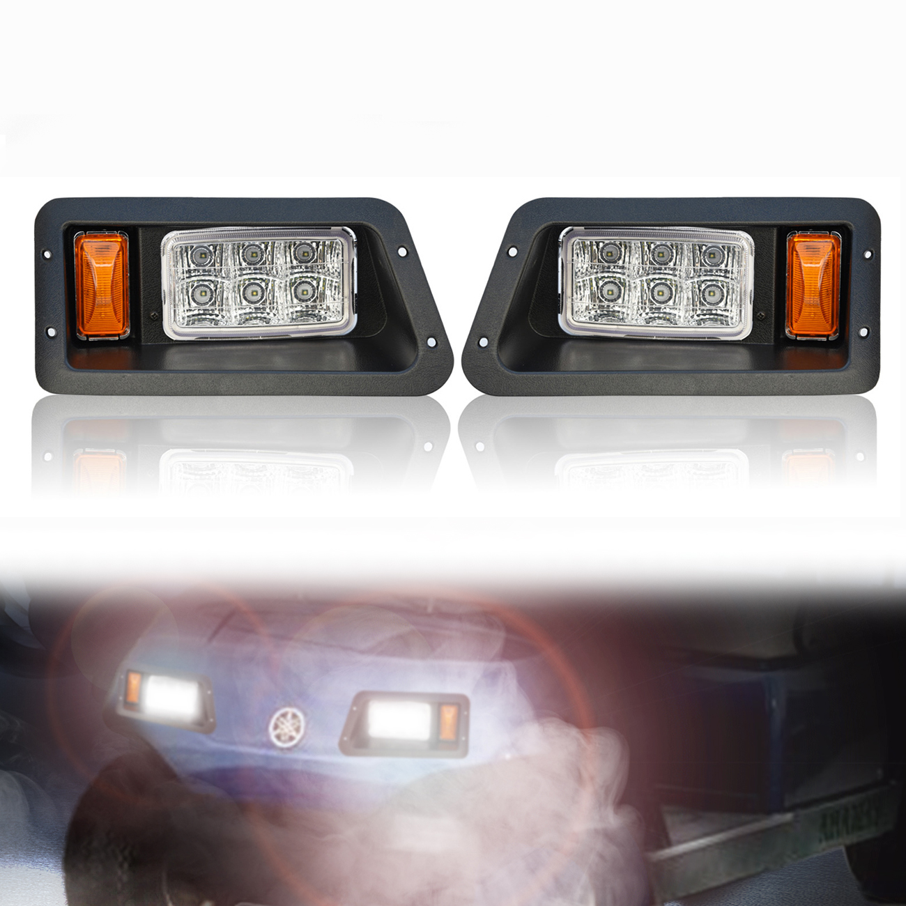 Golf Cart Headlight Kit for Yamaha G22/G14/G16/G19, 12V LED Street ...