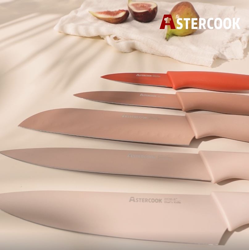 Astercook 7 Pieces Kitchen Knife Set with Anti-Rust Coating, Stainless Steel Chef Knives with ...