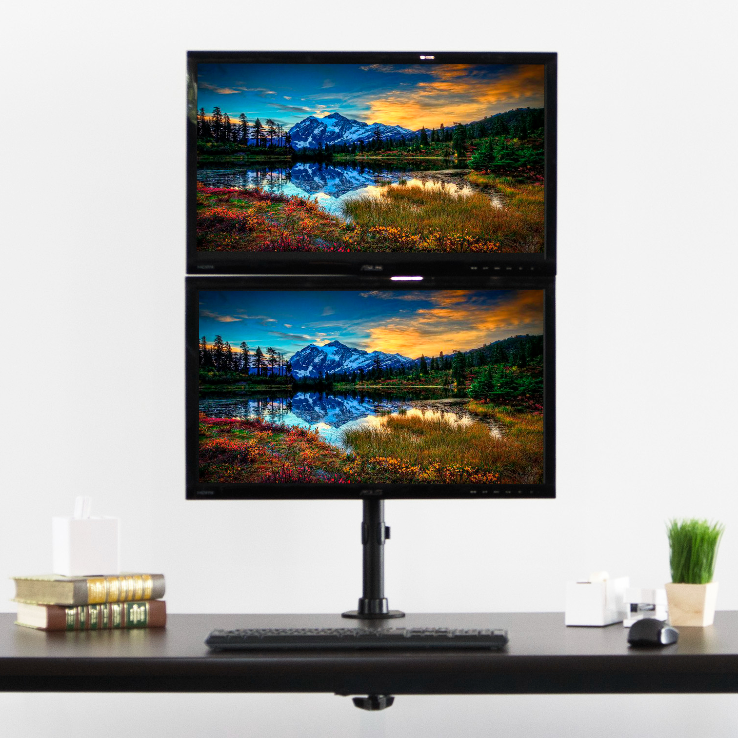 VIVO Dual Computer Monitor Desk Mount Stand, Vertical Array, 2 Screens ...