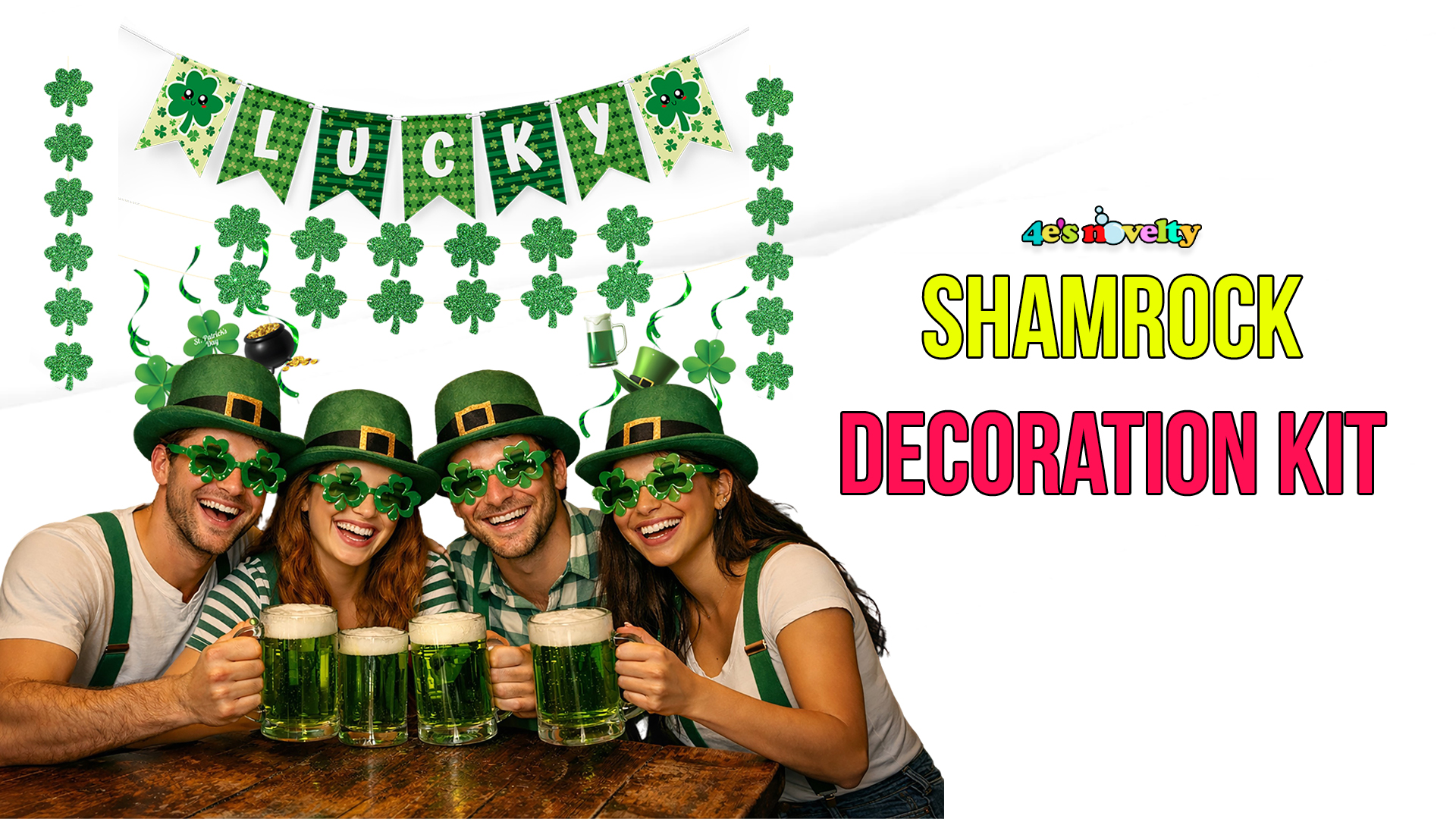 4E's Novelty 19 Pcs St. Patrick's Day Decorations Kit, Lucky Banner ...
