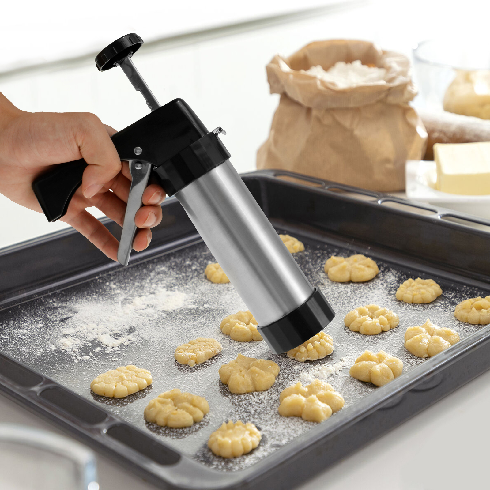 Jetcloudlive Churro Maker Machine, Stainless Steel Cookie Dough Press ...
