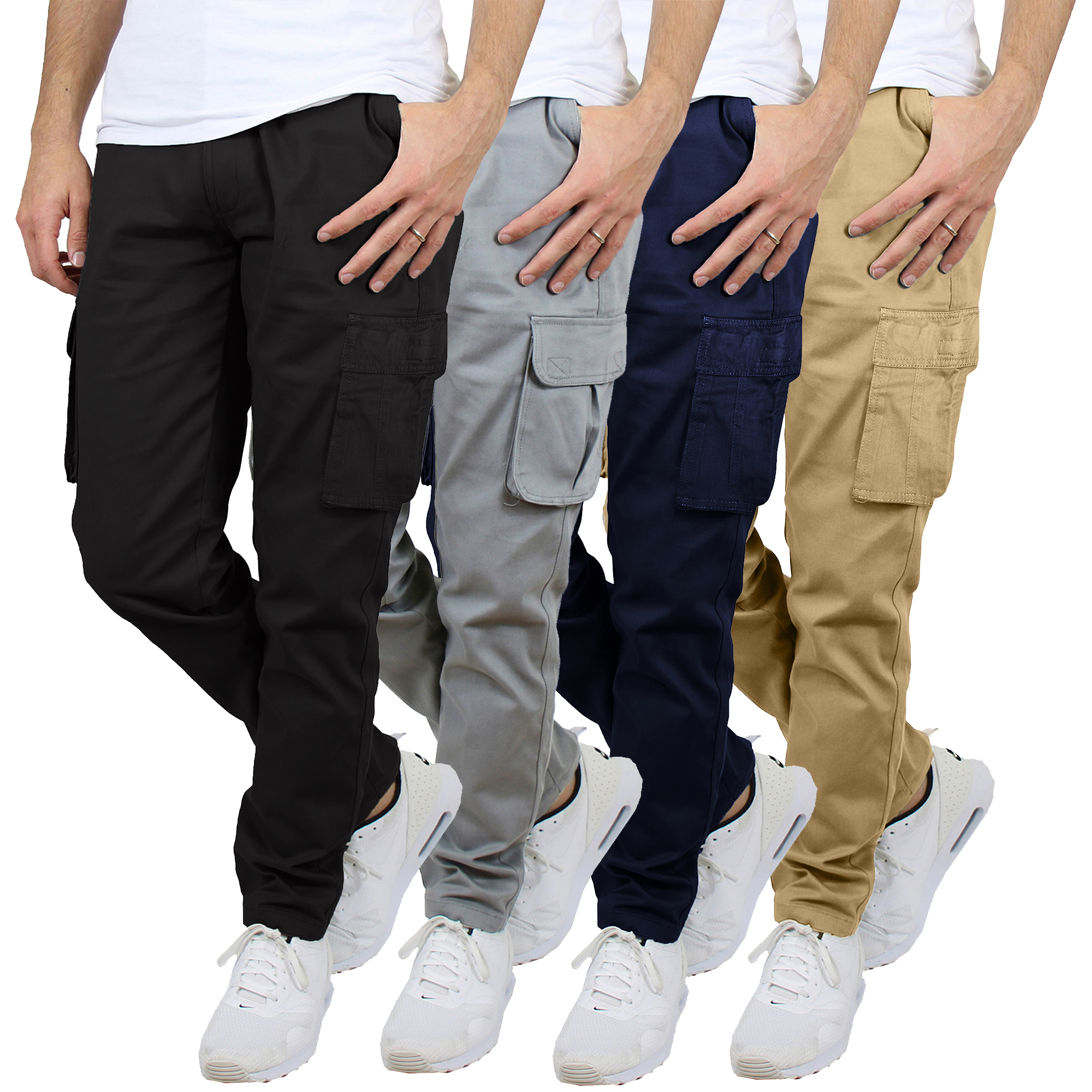 3-Pack Men's Flex-Stretch Cotton Cargo Pants, 31-Inch Inseam ...