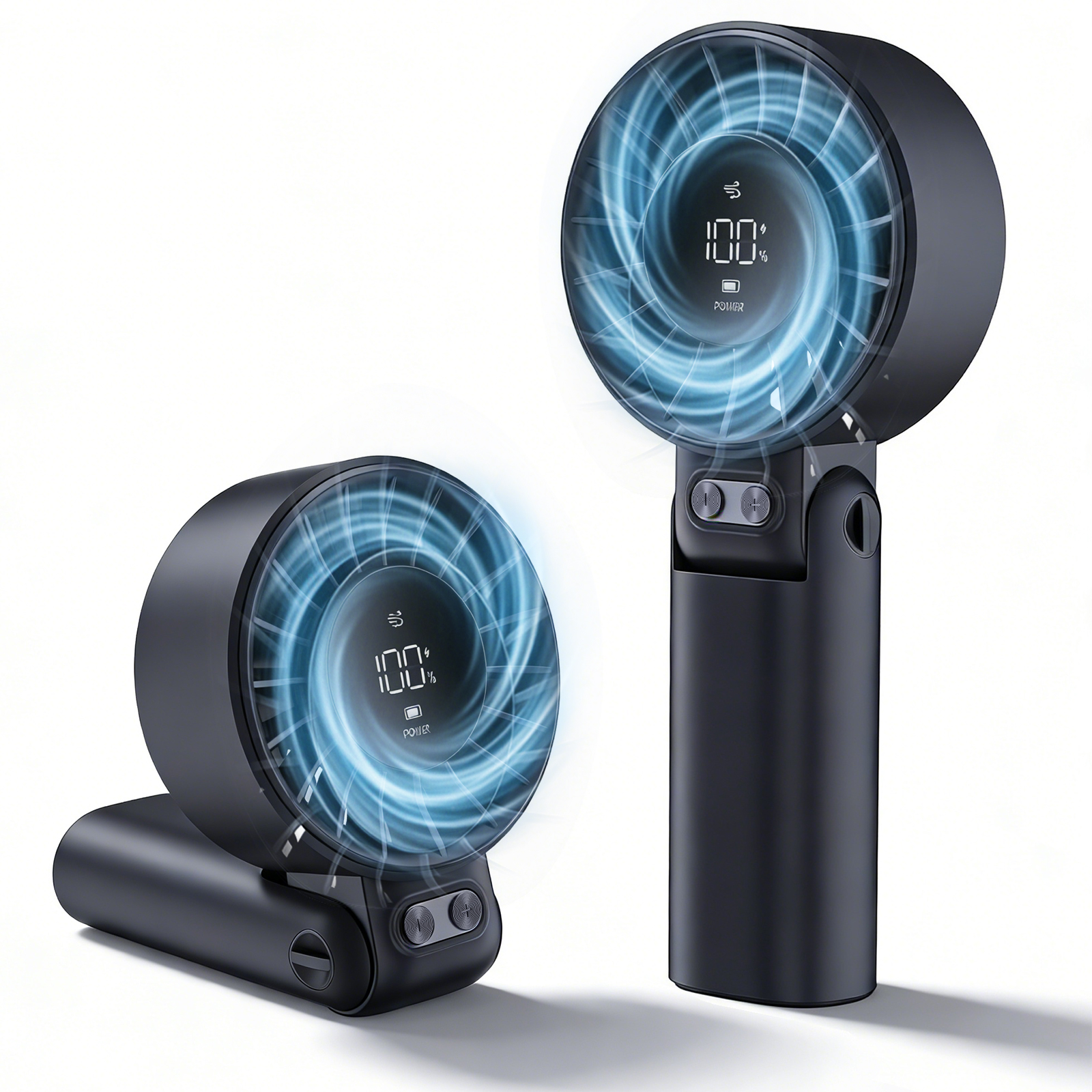 3-in-1 Turbo Handheld Fan Black, Portable Rechargeable, 12H Runtime for ...