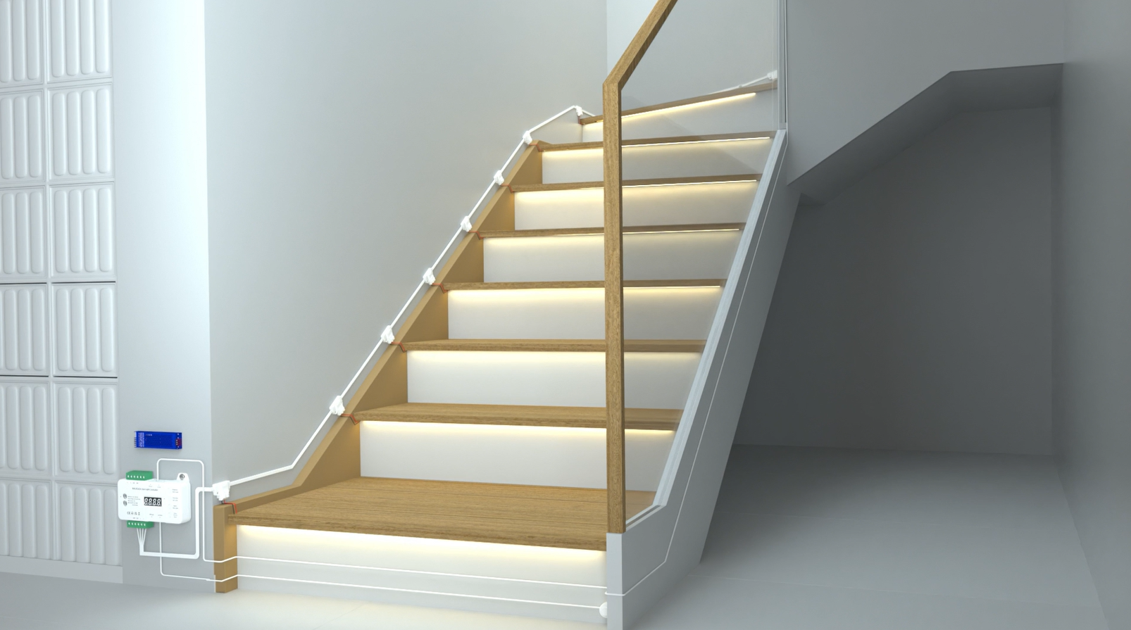 Intelligent Motion Sensor Stair Light System 20-Step Warm White 3000K ...