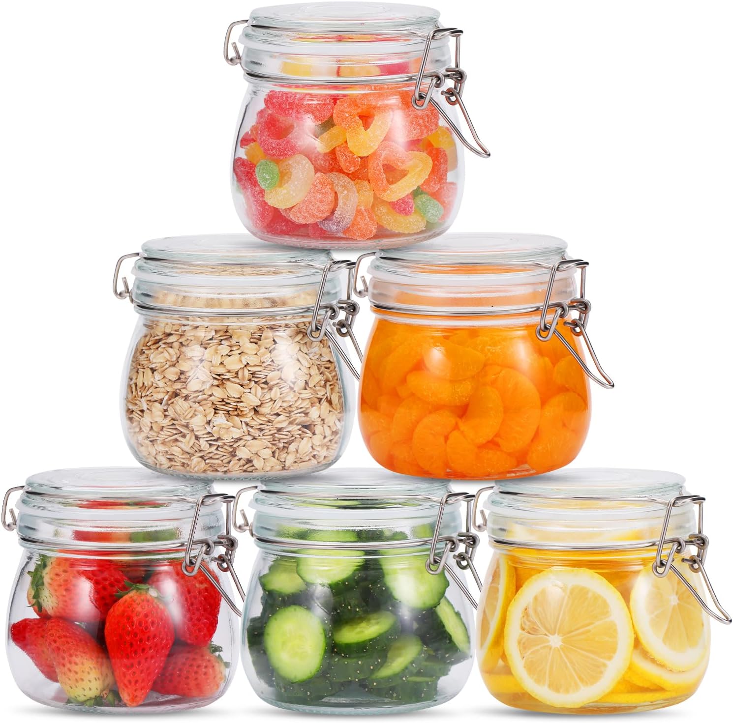 9 Pcs Airtight Glass Jars Set Includes 3 Accessories, TAIMASI 17oz Food ...