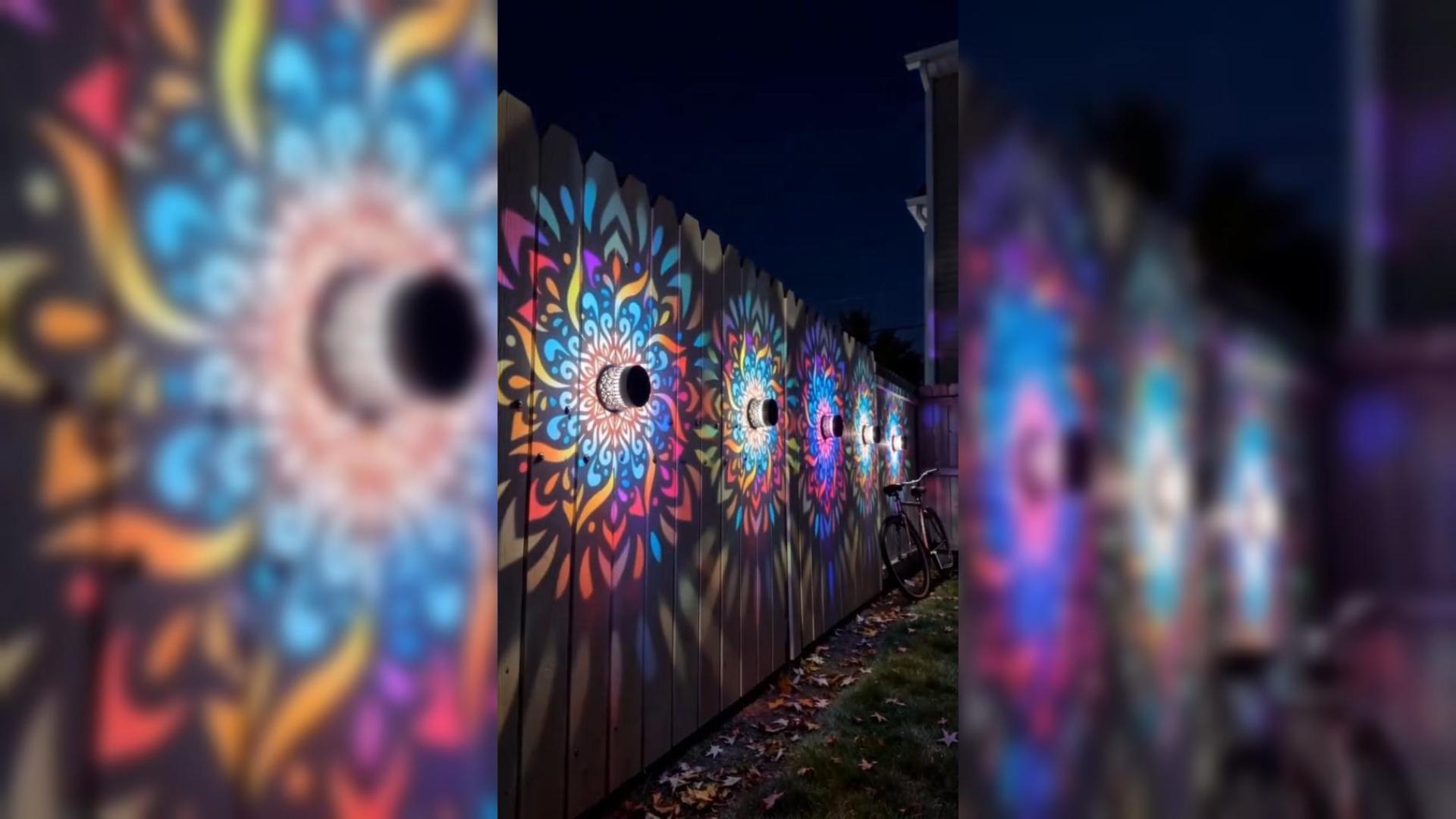 Solar Mandala Lights Outdoor, 7-Color Changing Projector Wall Light ...