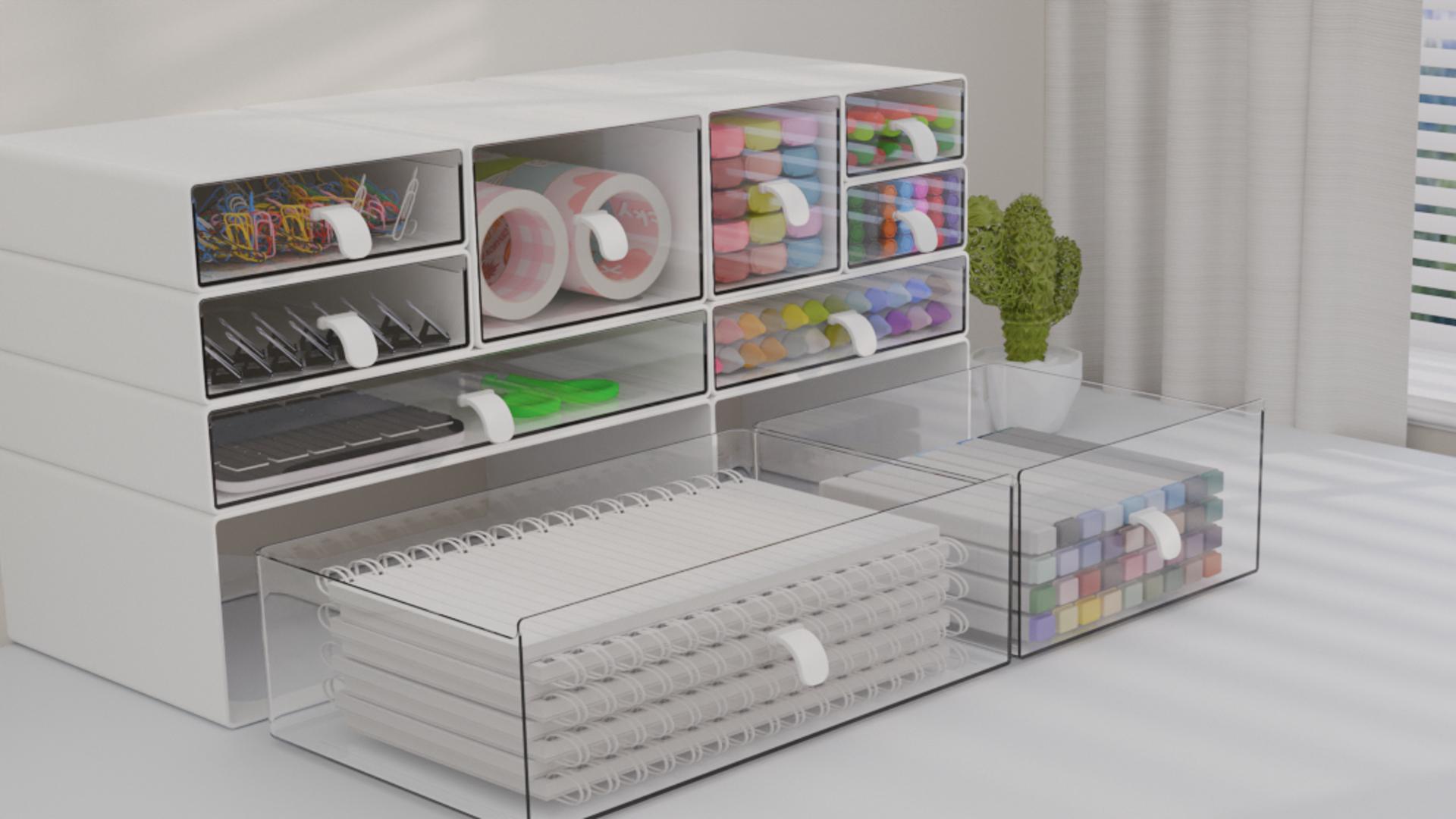 Yashong 5-Compartment Desktop Storage Organizer with Dustproof Drawers ...