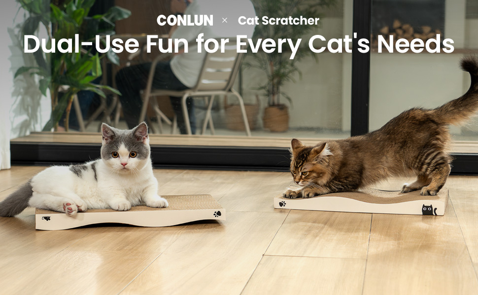 Conlun Cat Scratcher Cardboard Reversible Durable with Premium Textures ...