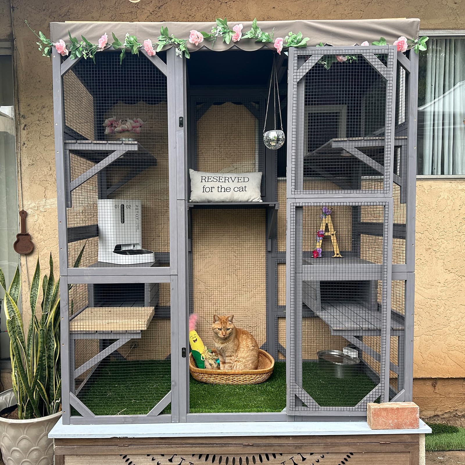 Aivituvin Cat House Outdoor Catio Kitty Enclosure, Wooden Cat Cage ...