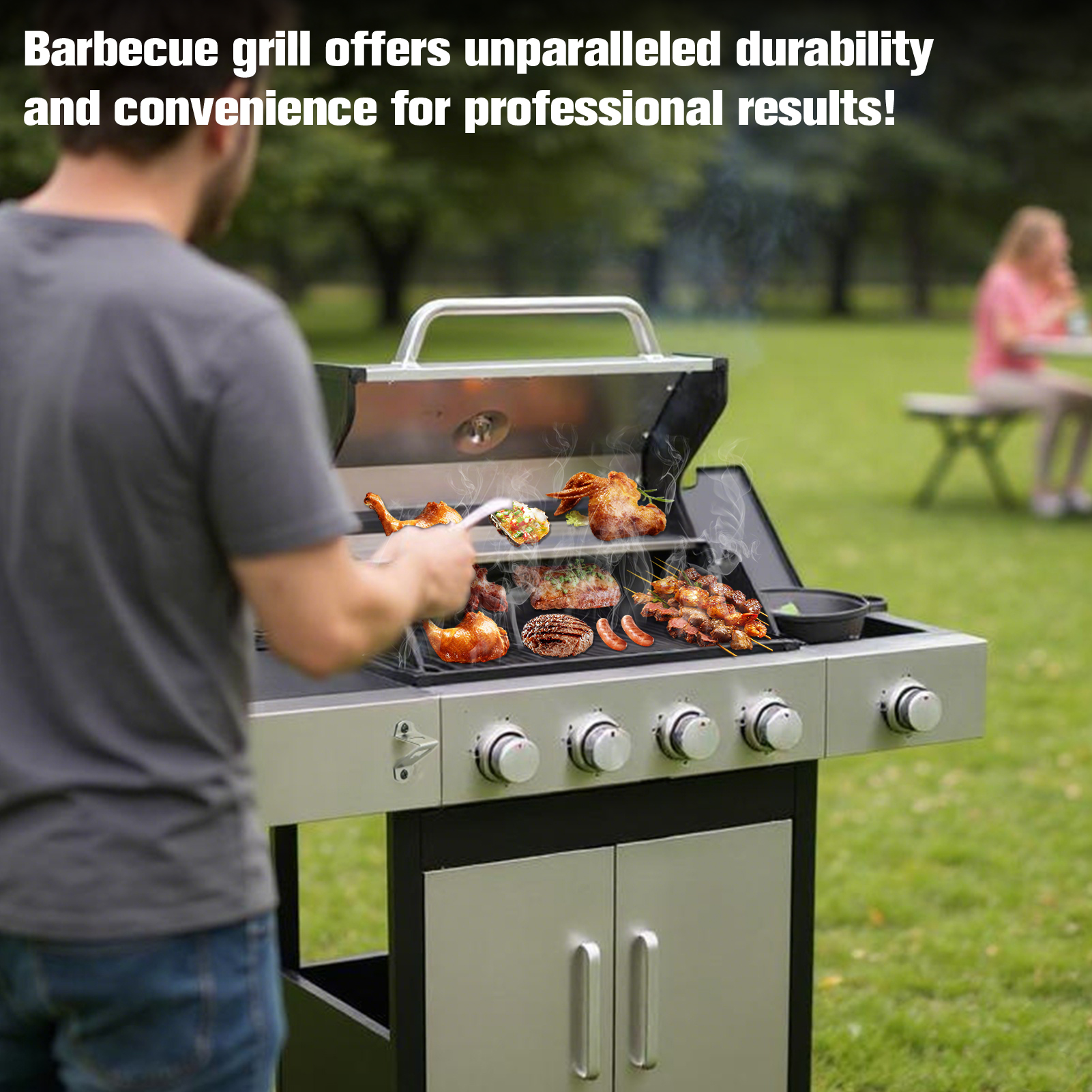 CIG GARDEN 4 Burner Propane Gas Grill, Output 52,000 BTU, with Side ...