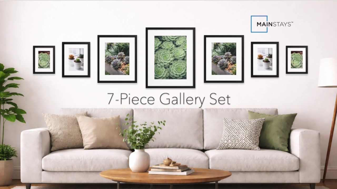 Mainstays Black Multi-Size Matted Picture Frame Set, Gallery Wall Photo ...