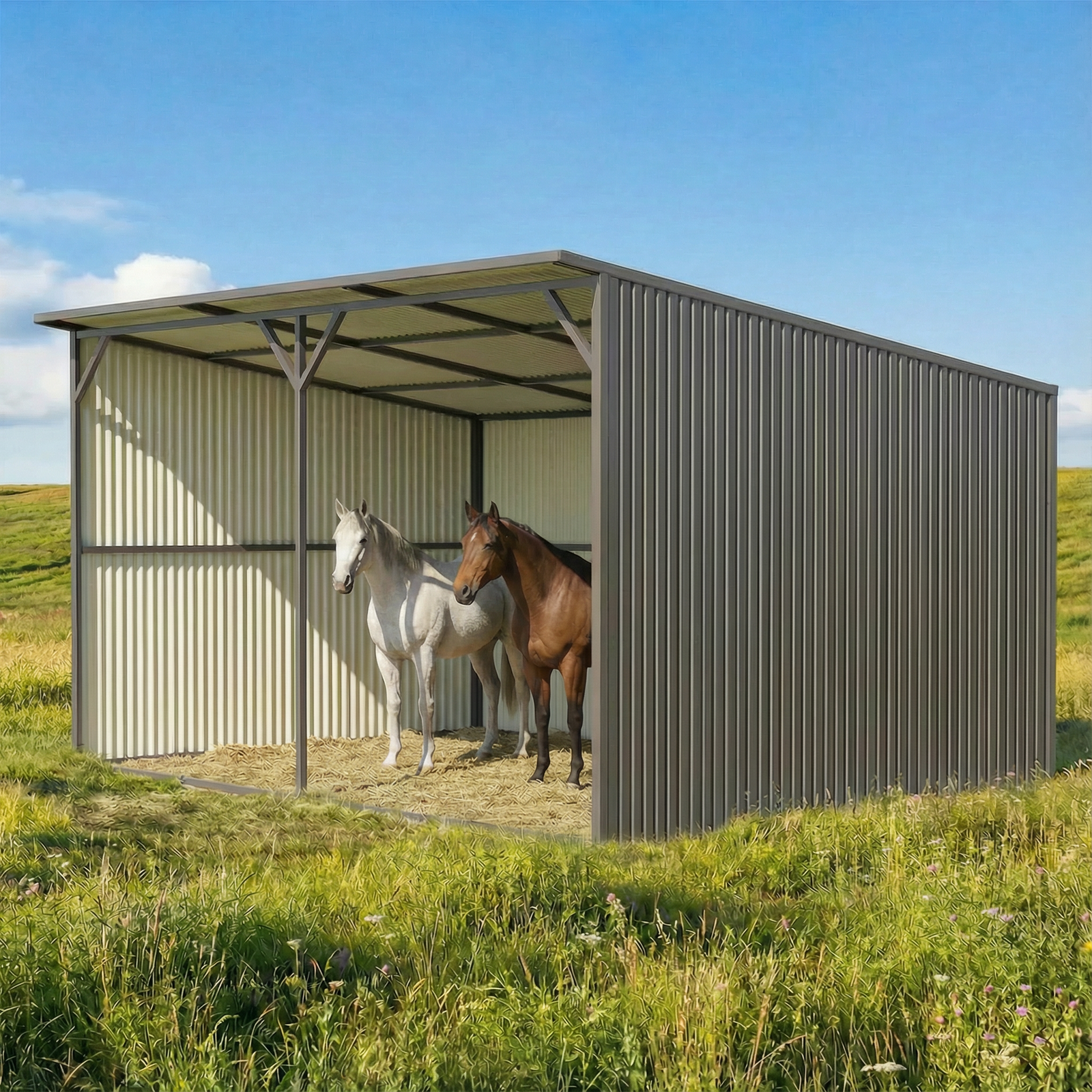 DigMaster 20'x12' Galvanized Metal Livestock Shed Cowshed/Stable/Sheep ...