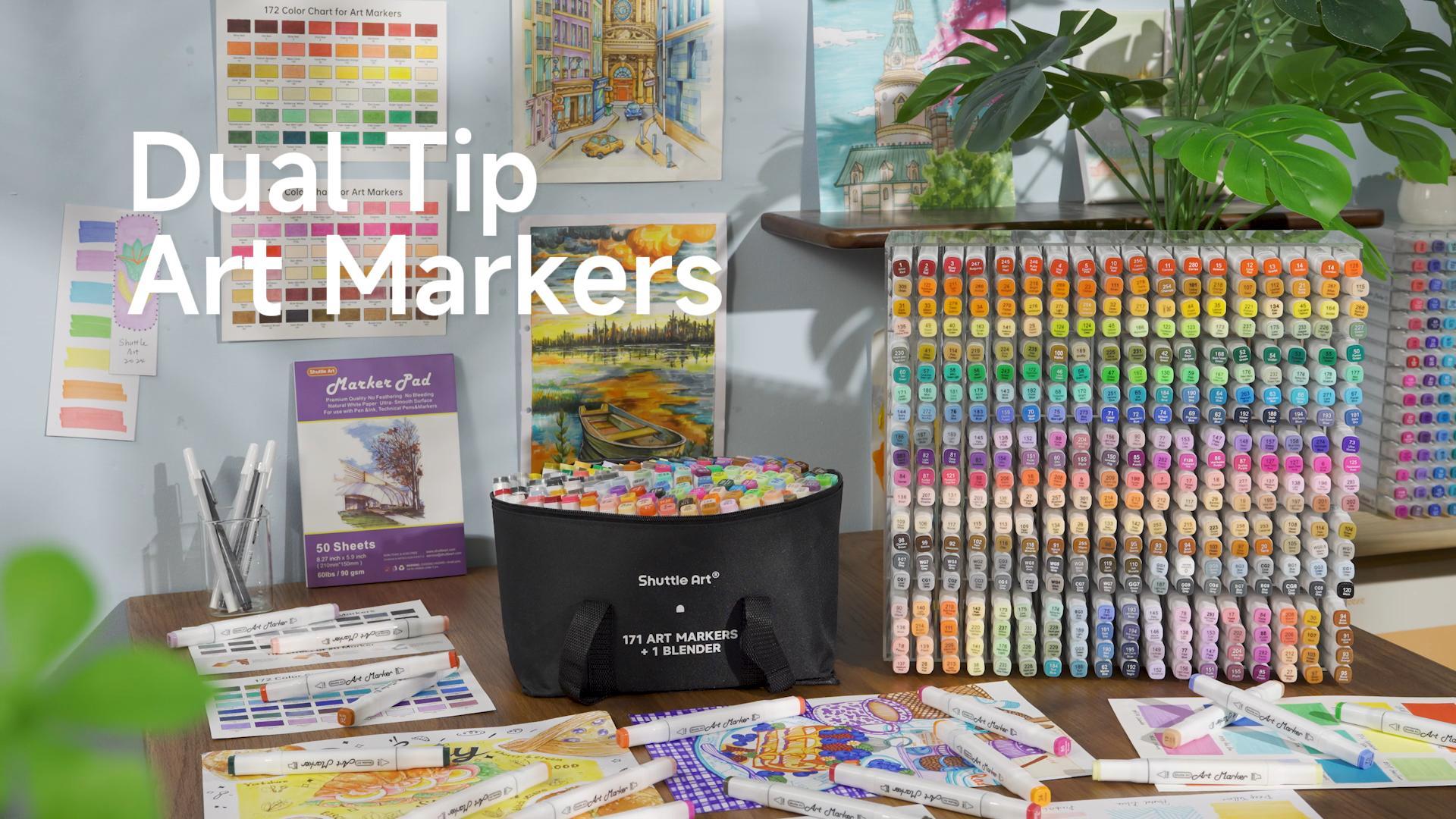 Shuttle Art, Dual Tip Art Markers, 172 Colors, Includes Blender Case ...