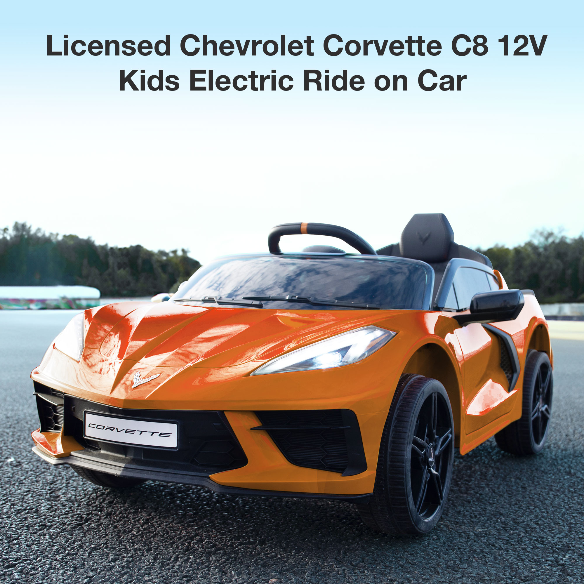 FUNTOK Licensed Corvette C8 12V Kids Ride on Car, Battery Powered ...