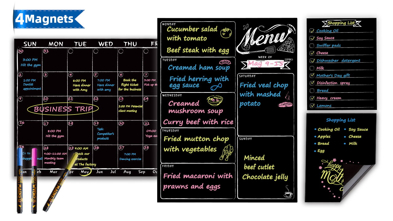 JJPRO, Magnetic Chalkboard Monthly Calendar, 14.5x11, Black - Walmart.com