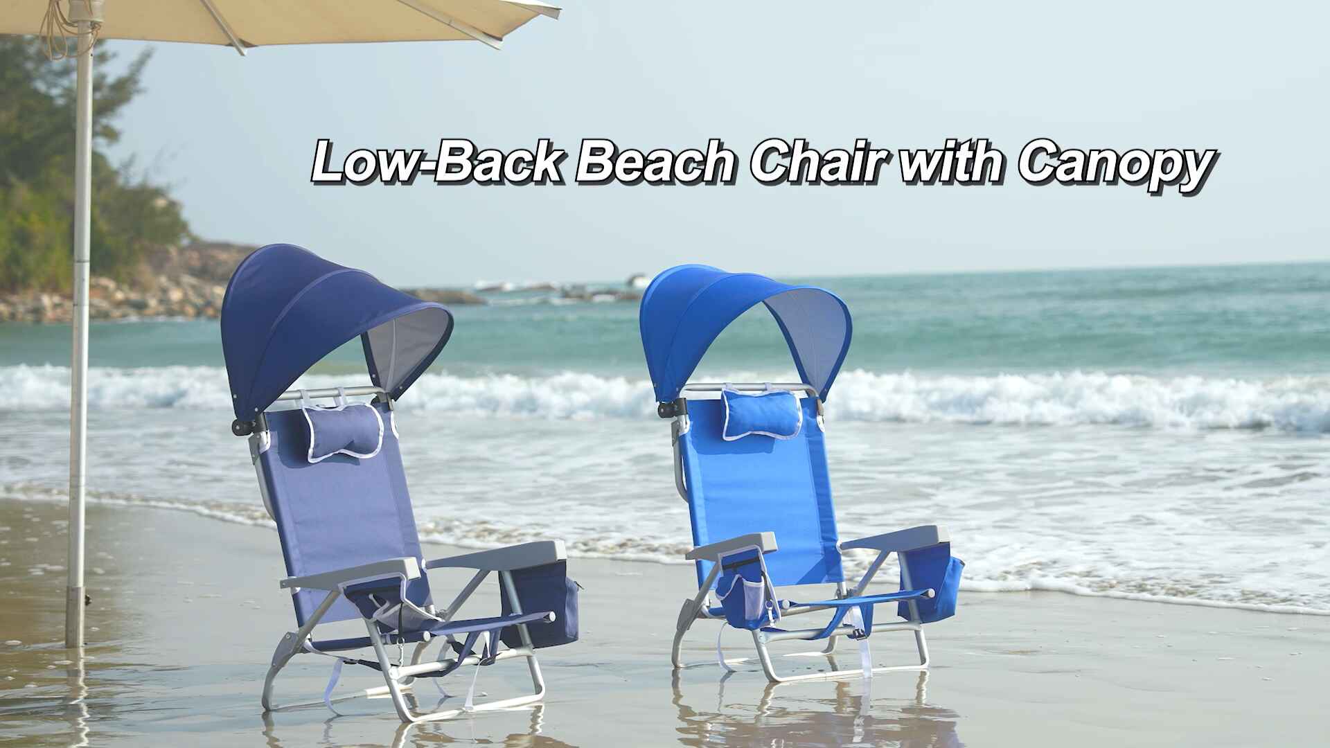 SUNSPIRE Beach Chair with Detachable Canopy for Adults, Lay Flat 5 ...