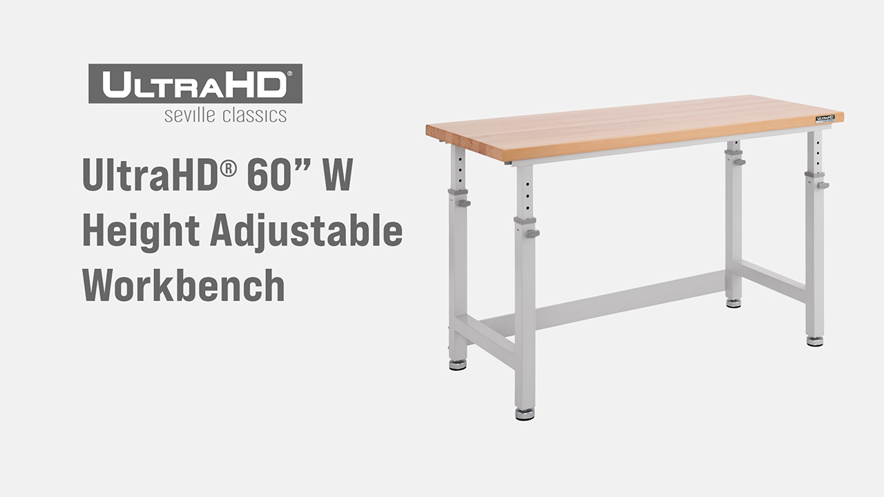 "Seville Classics UltraHD Workbench w/ Wood Top, 1000 lbs, 60"" W x 24 ...
