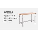 "Seville Classics UltraHD Workbench w/ Wood Top, 1000 lbs, 60"" W x 24 ...