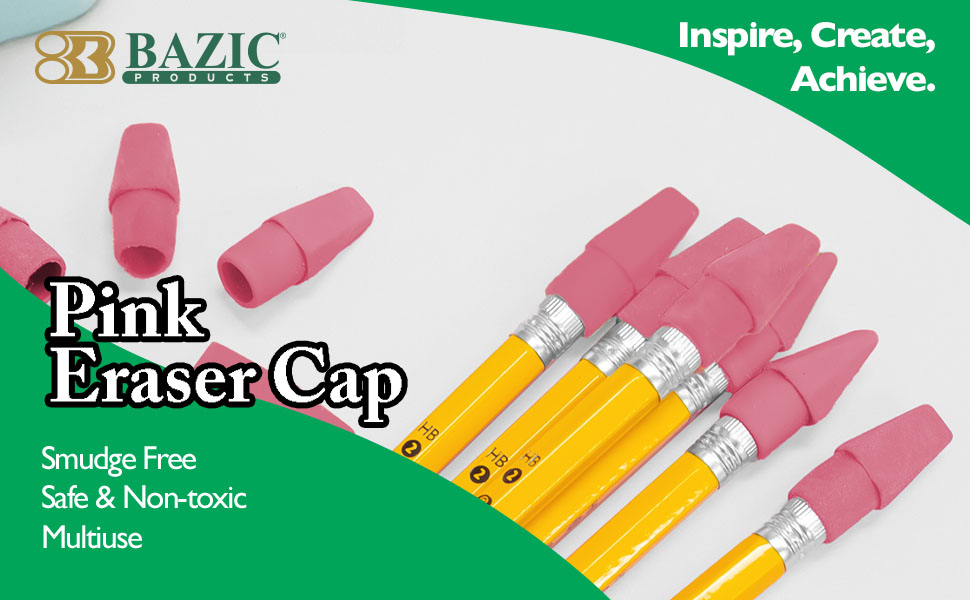 BAZIC Pink Eraser Top, Latex Free Pencil Tops Erasers Arrowhead, School ...