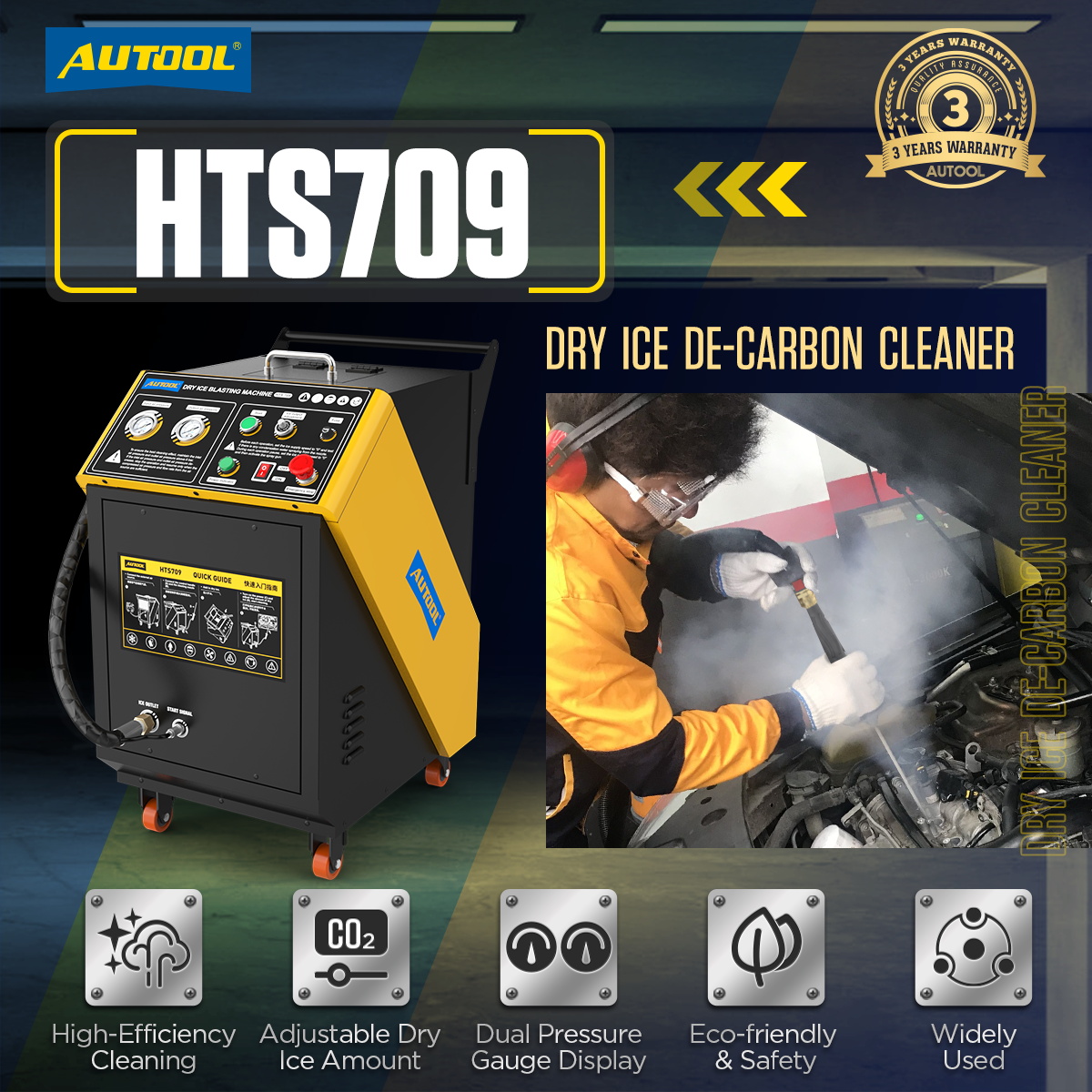 AUTOOL HTS709 Dry Ice Blaster Cleaning Machine Dry Ice Blasting Machine ...