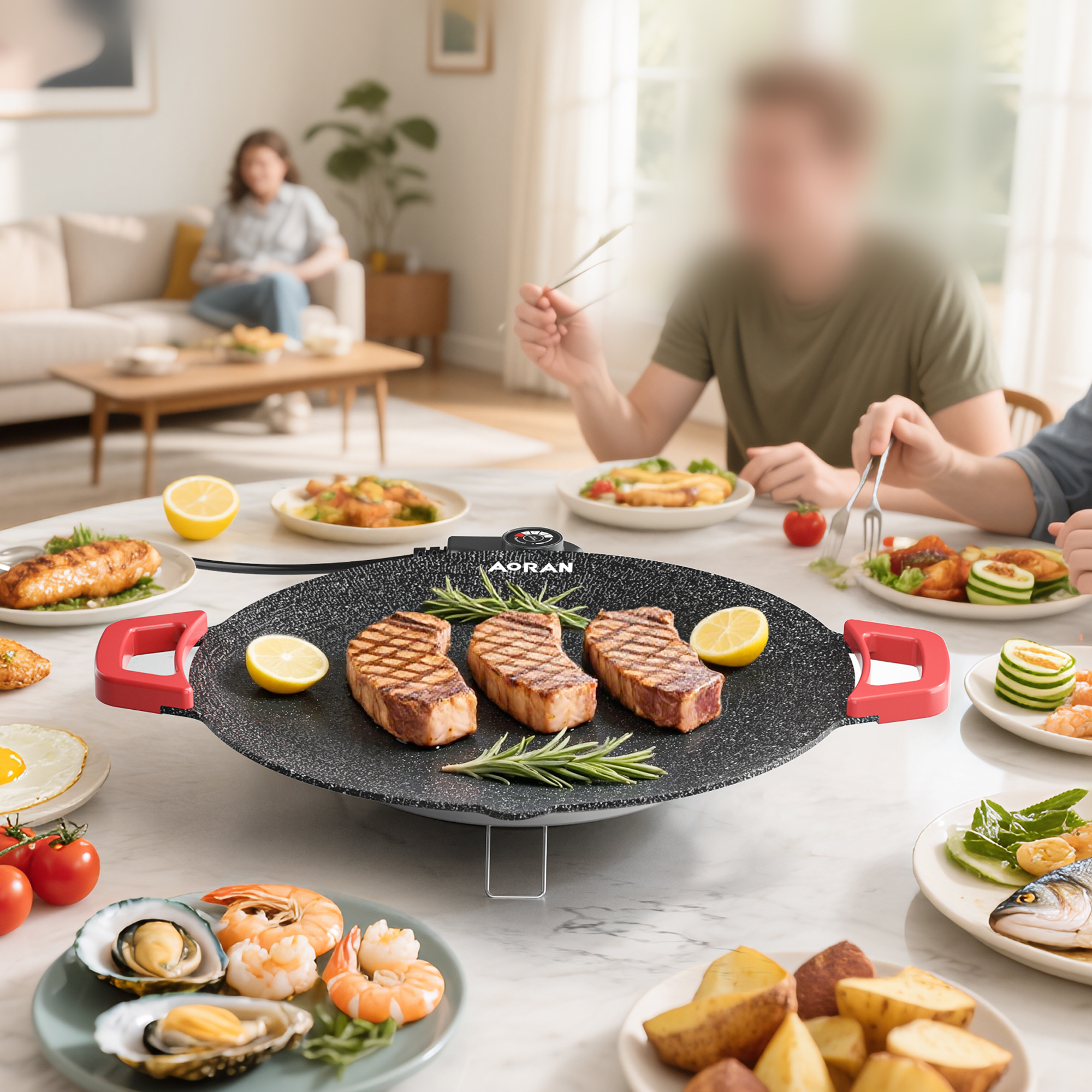 AORAN KITCHEN Indoor Grills Electric Smokeless – Nonstick Griddle for ...