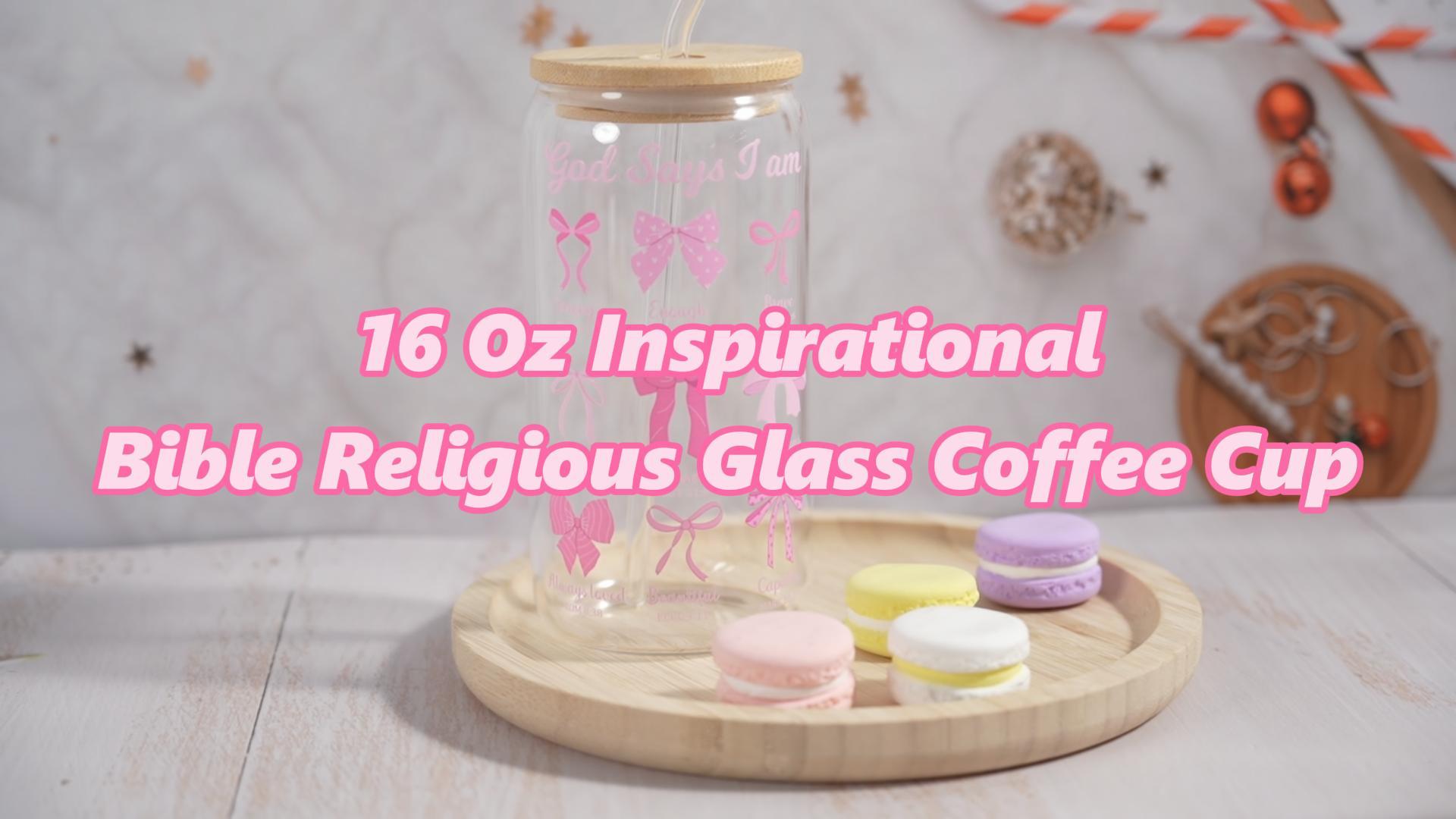 Coquette Pink Bow Glass Cup with Lid and Straw, 16 Oz Cute Glass Coffee ...