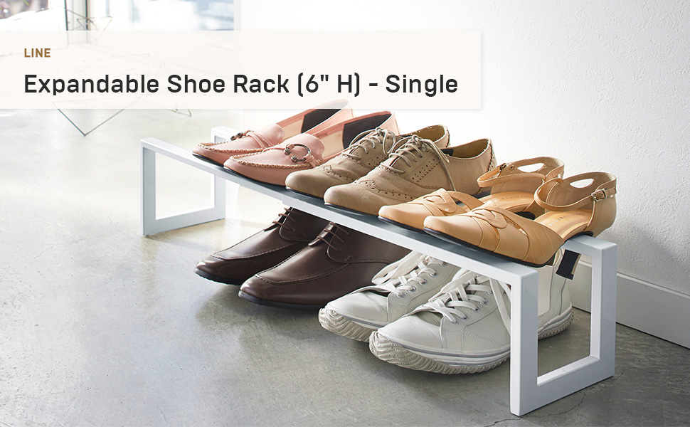 Yamazaki Home Expandable Shoe Rack - Two Sizes, Black, Steel, Single ...