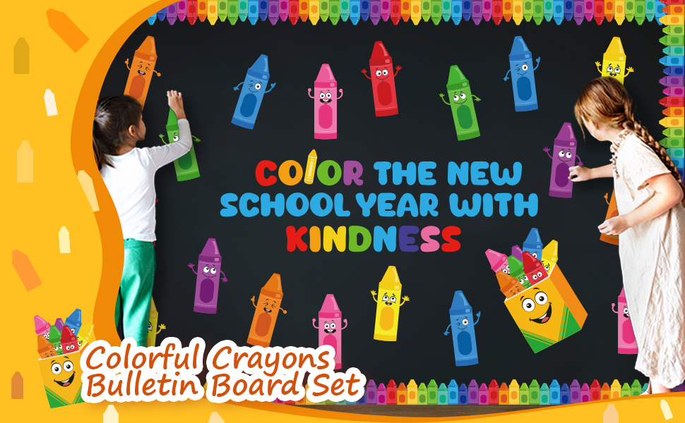 Back to School Bulletin Board Decorations Set, Crayon Themed Classroom ...