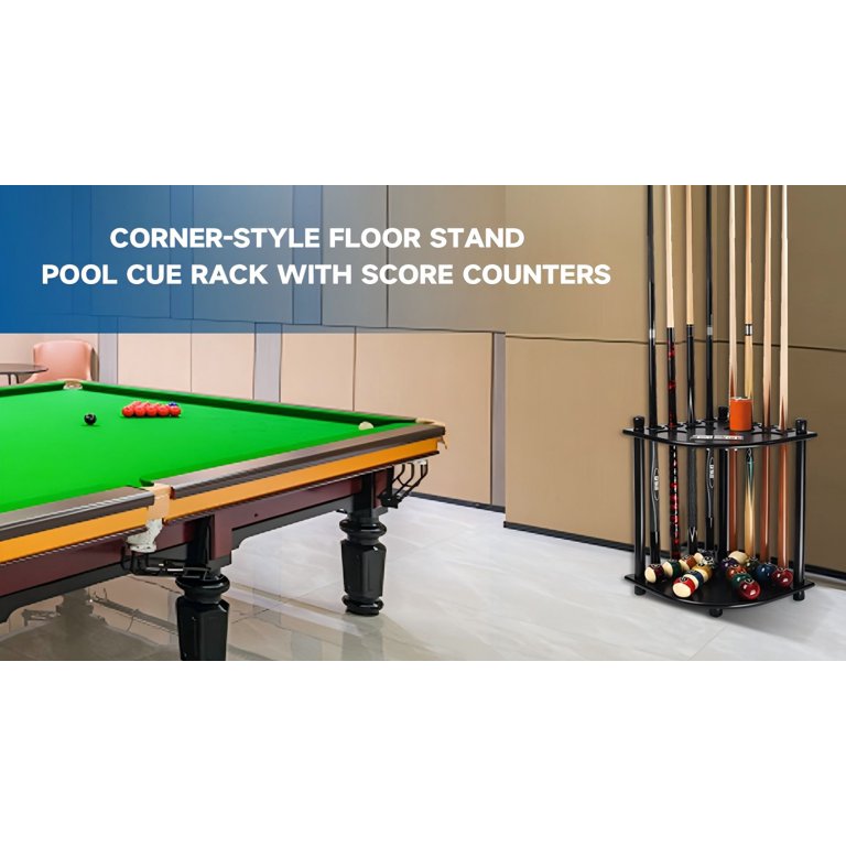 Billiard Cue Rack GACCO BILLIARDS Solid Hardwood Floor Cue Rack - Holds ...
