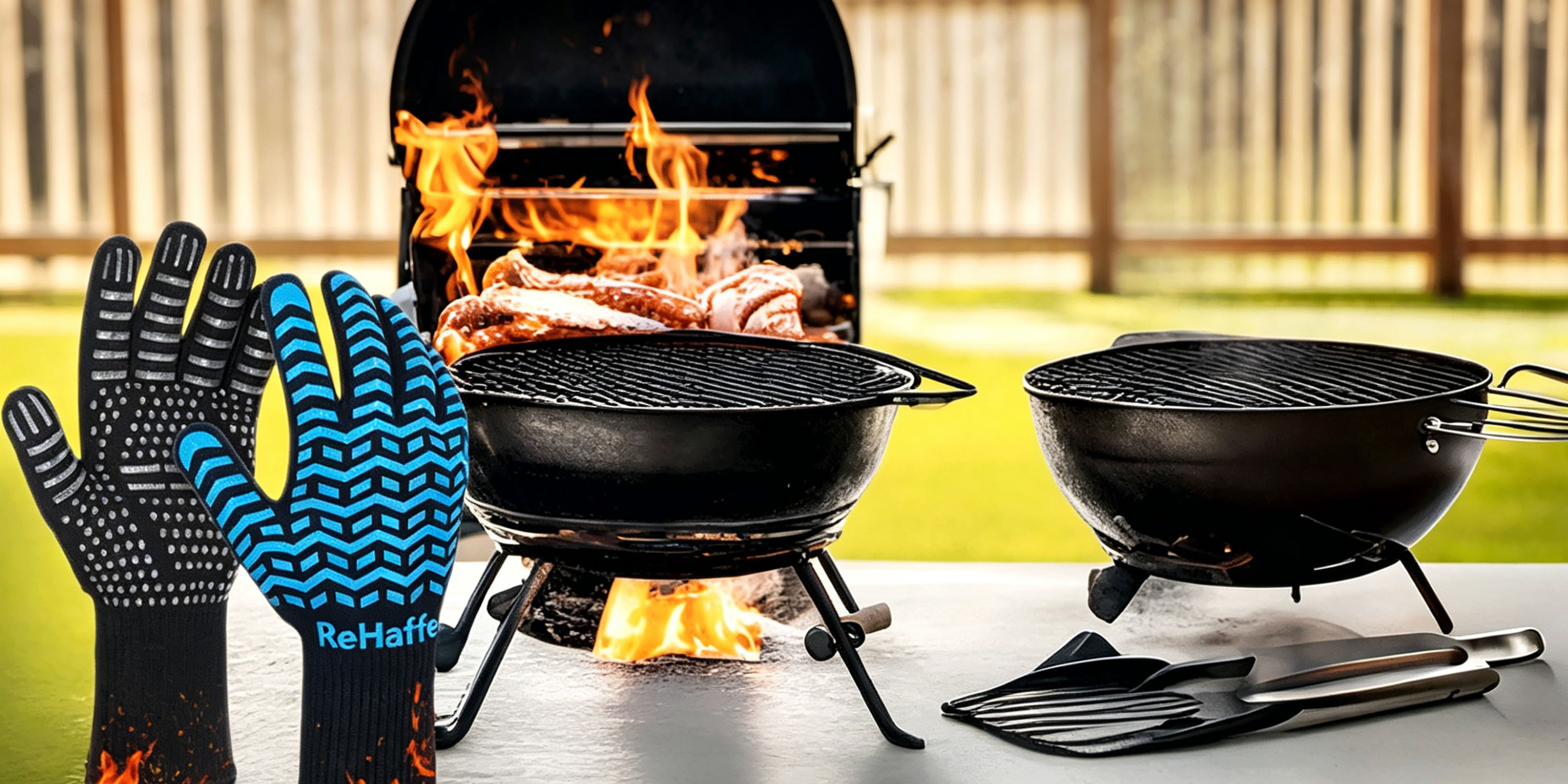 ReHaffe BBQ Grill Gloves 1472℉ Extreme Heat Resistant,Insulated Fire ...