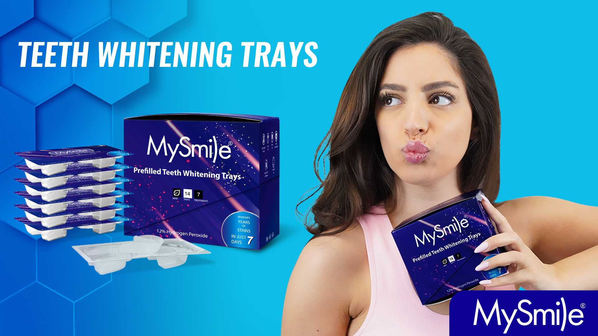 MySmile Teeth Whitening Trays 14PC Prefilled Kit with 12% Hydrogen ...