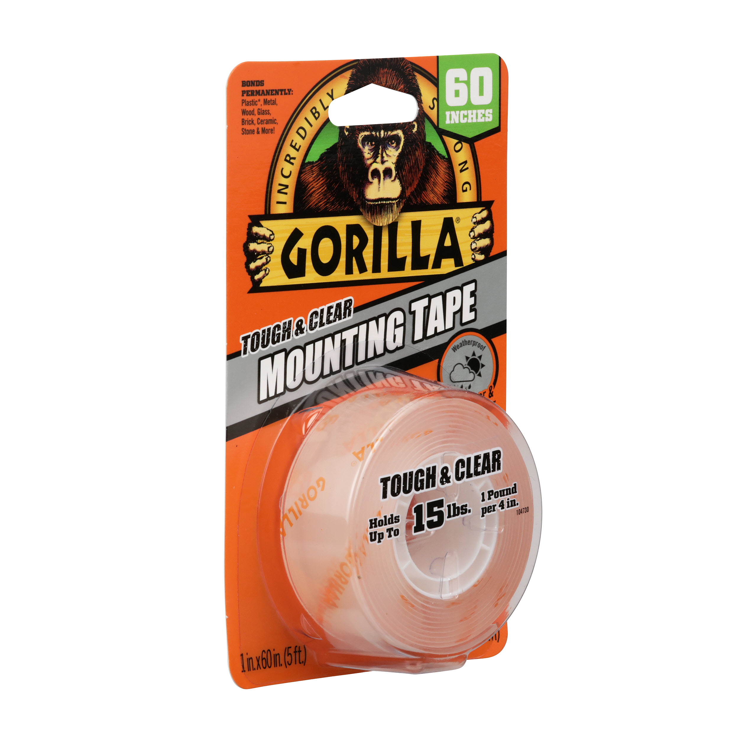 Gorilla Tough Clear 60in Mounting Tape Model 6065001 Walmart