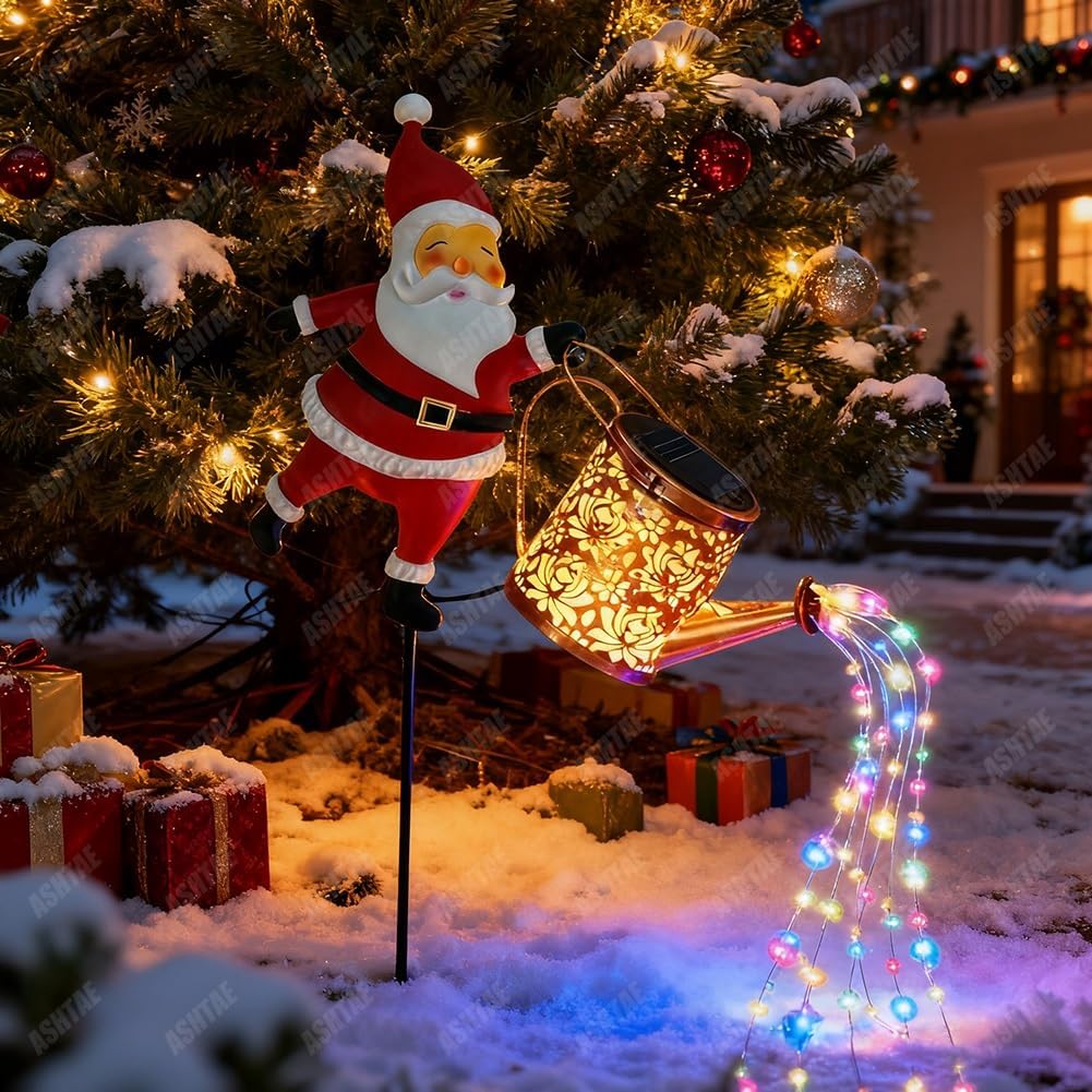 Christmas Santa Solar Kettle Lights Garden Lawn Decorative Lights ...