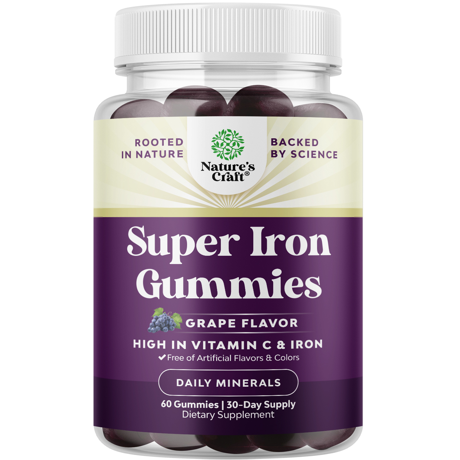 Natures Craft Extra Strength Iron Gummies for Women and Men with ...