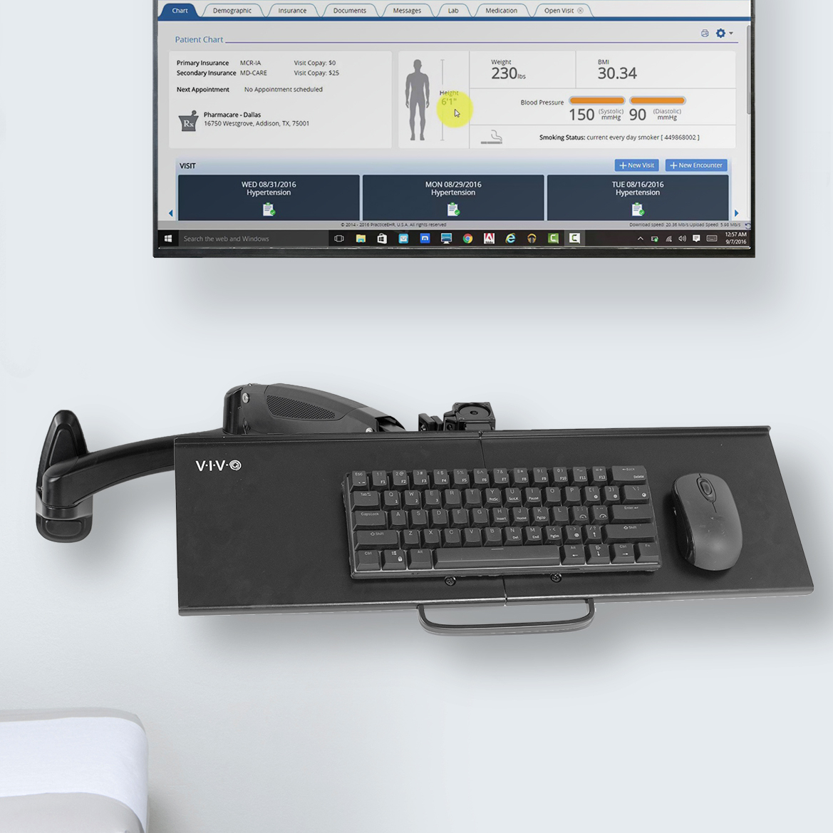 VIVO Adjustable Articulating Keyboard & Mouse Platform Wall Mount, Tray ...