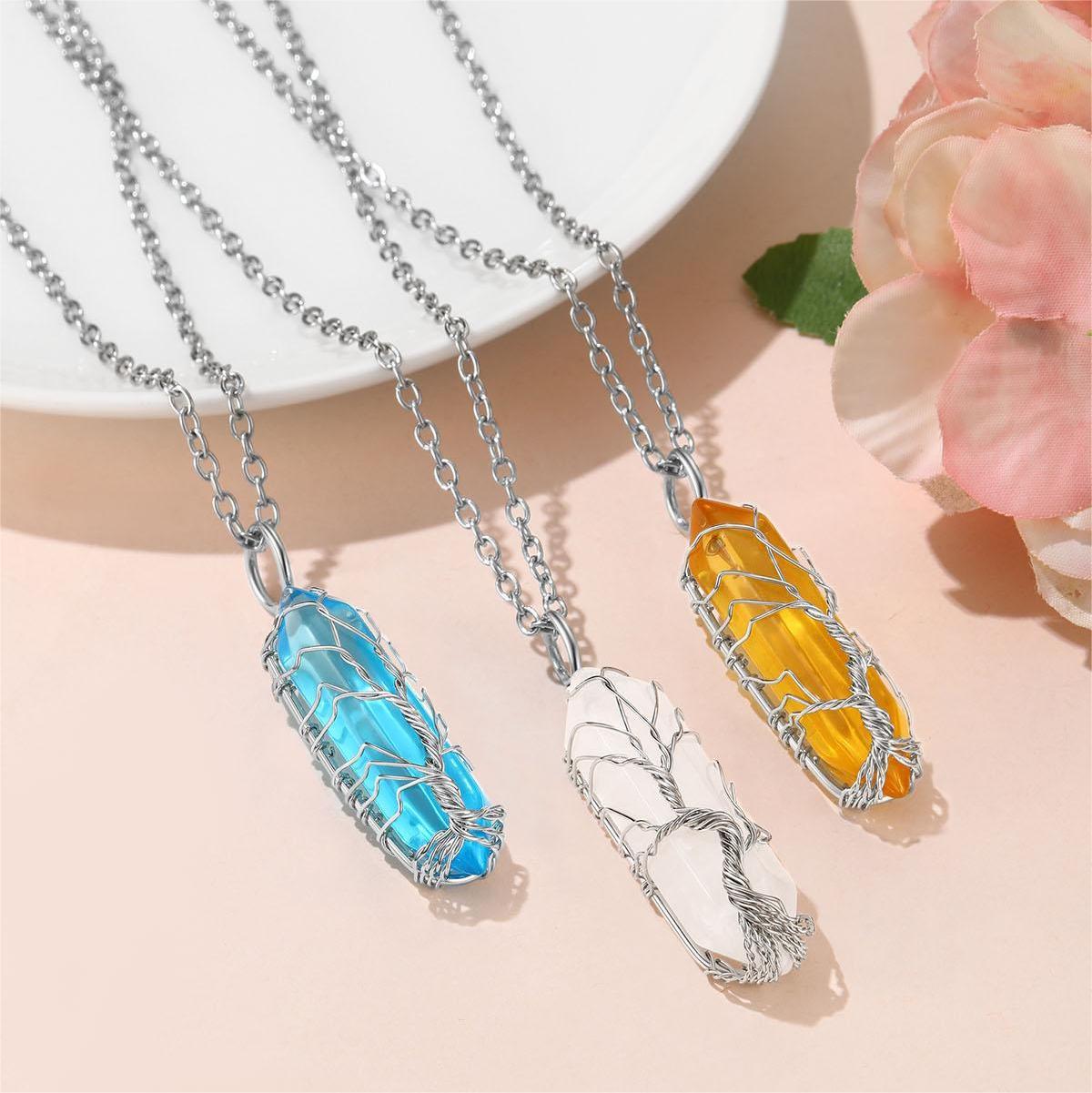 FOCALOOK Tree of Life Necklace for Women August Natural Aventurine ...