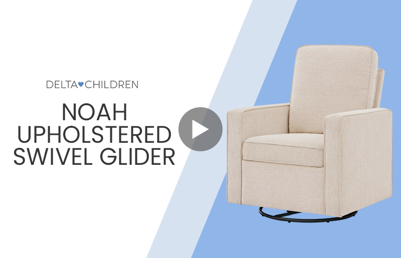 Delta Children Noah Upholstered Swivel Glider with Stain-Resistant ...