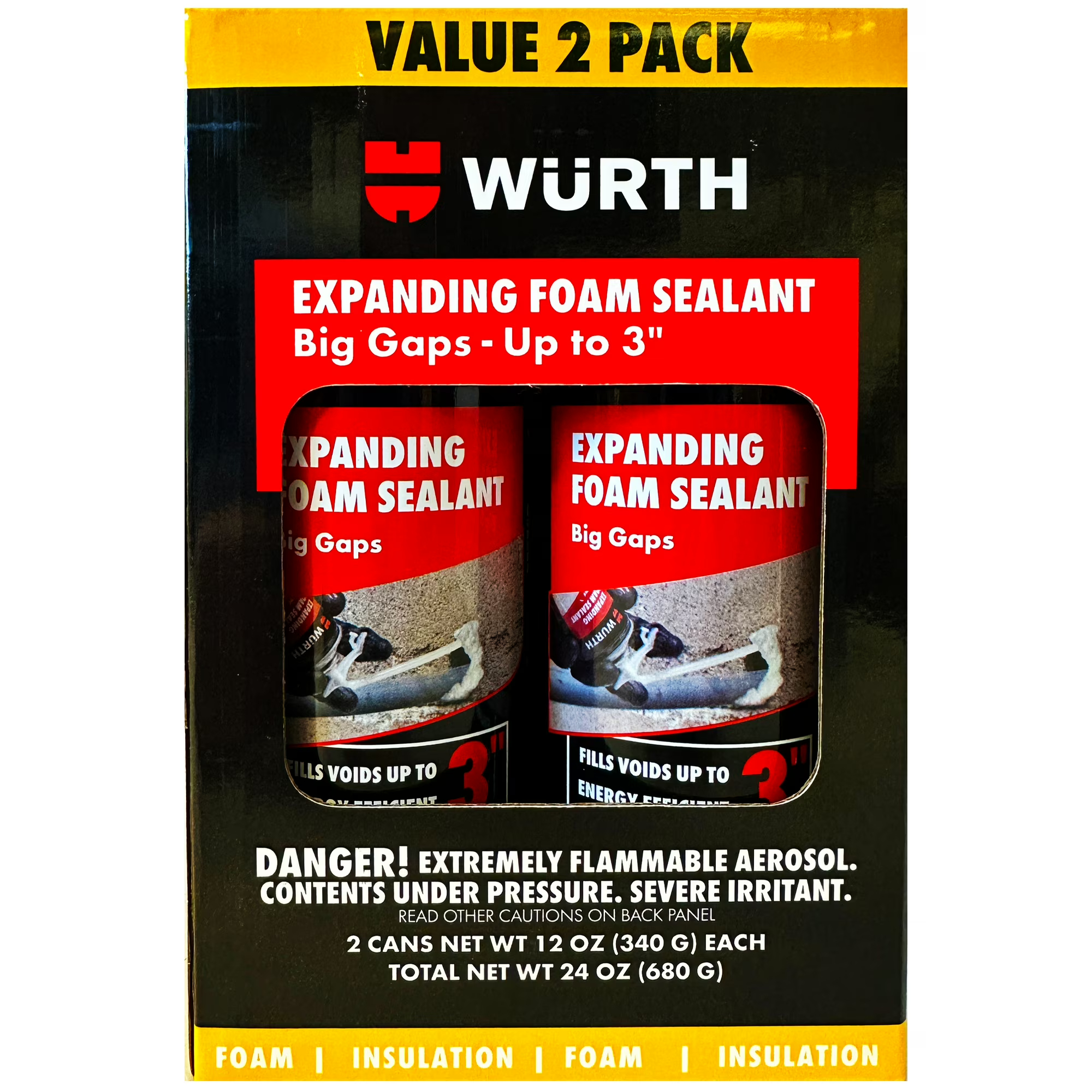 Würth Expanding Foam Sealant Value 2-Pack - Big Gaps up to 3 Inches, 2 ...