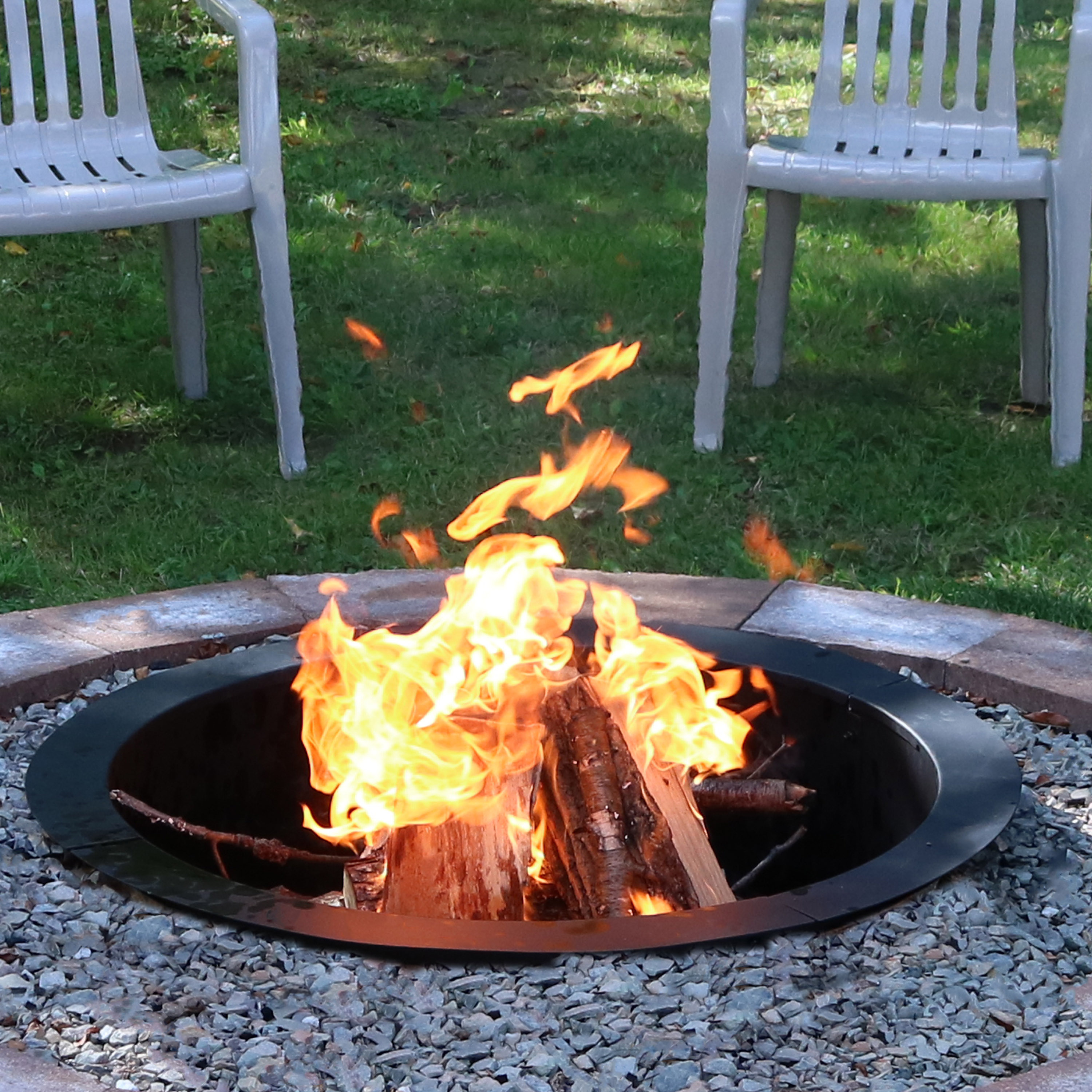 Sunnydaze 36" Round Steel Fire Pit Ring Insert - Walmart.com