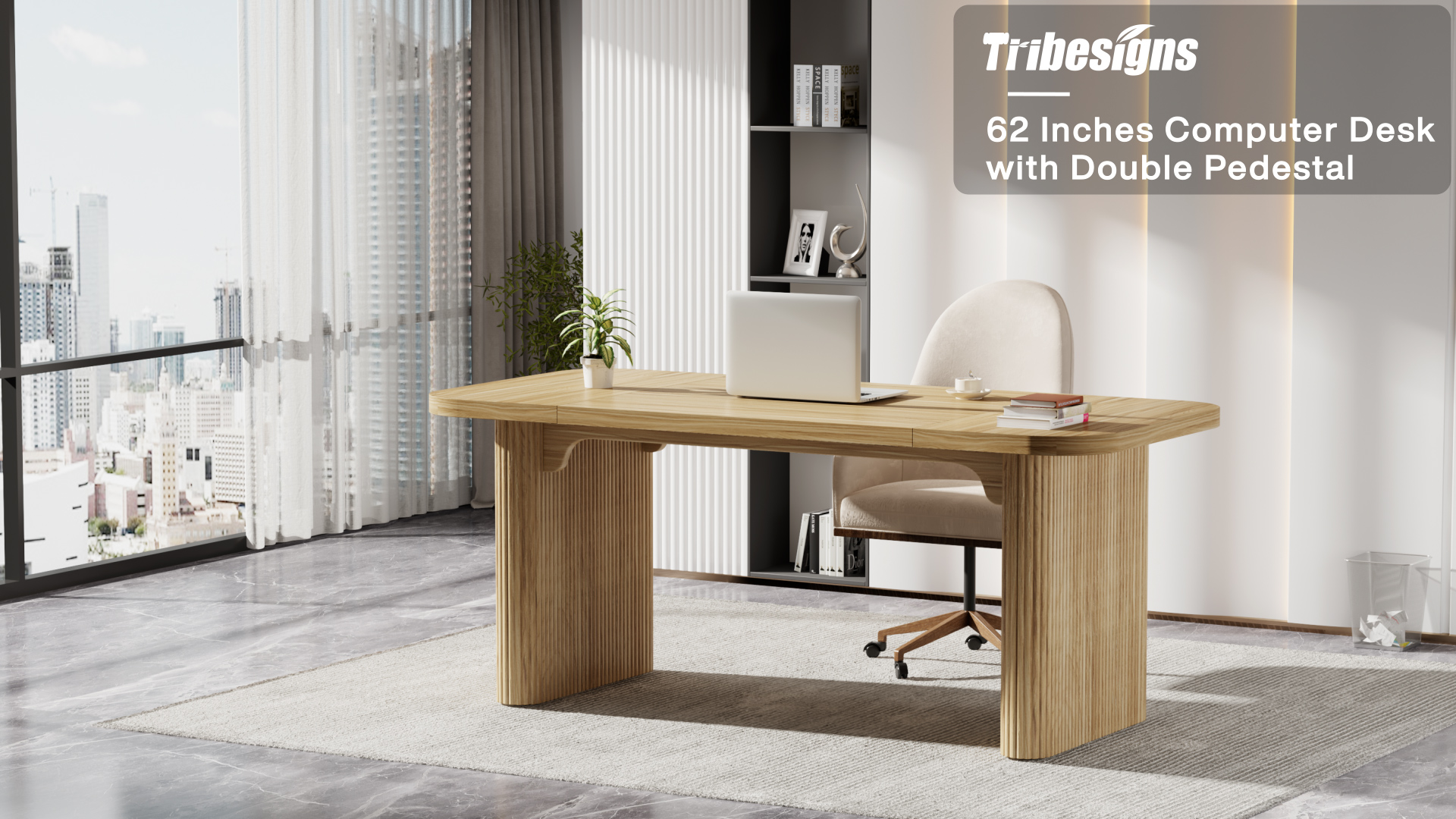 Tribesigns 63'' Computer Desk, Simple Rectangular Writing Table for ...