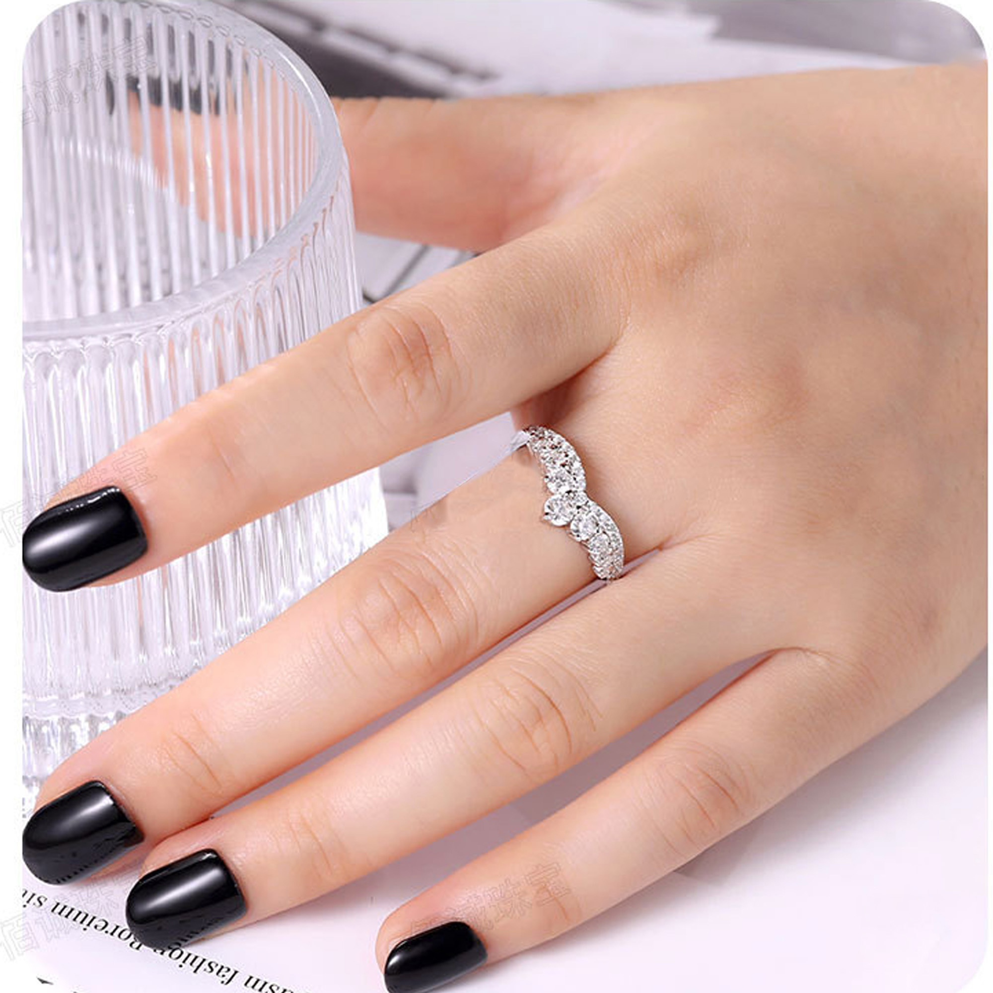 1CT Moissanite V-Shape Ring for Women, D Color VVS1, S925 Sterling ...