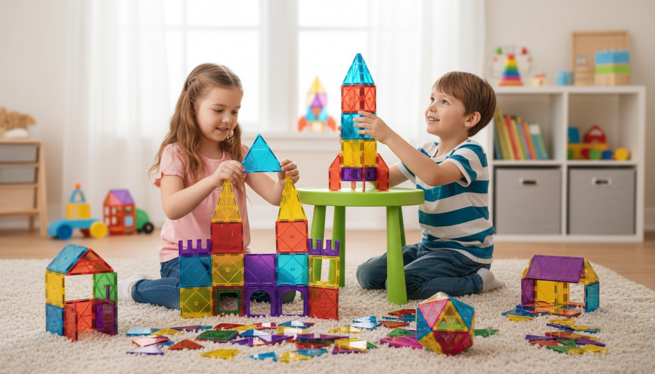 Smarty Play Magnetic Tiles Building Set, 100 Pieces with Car ...