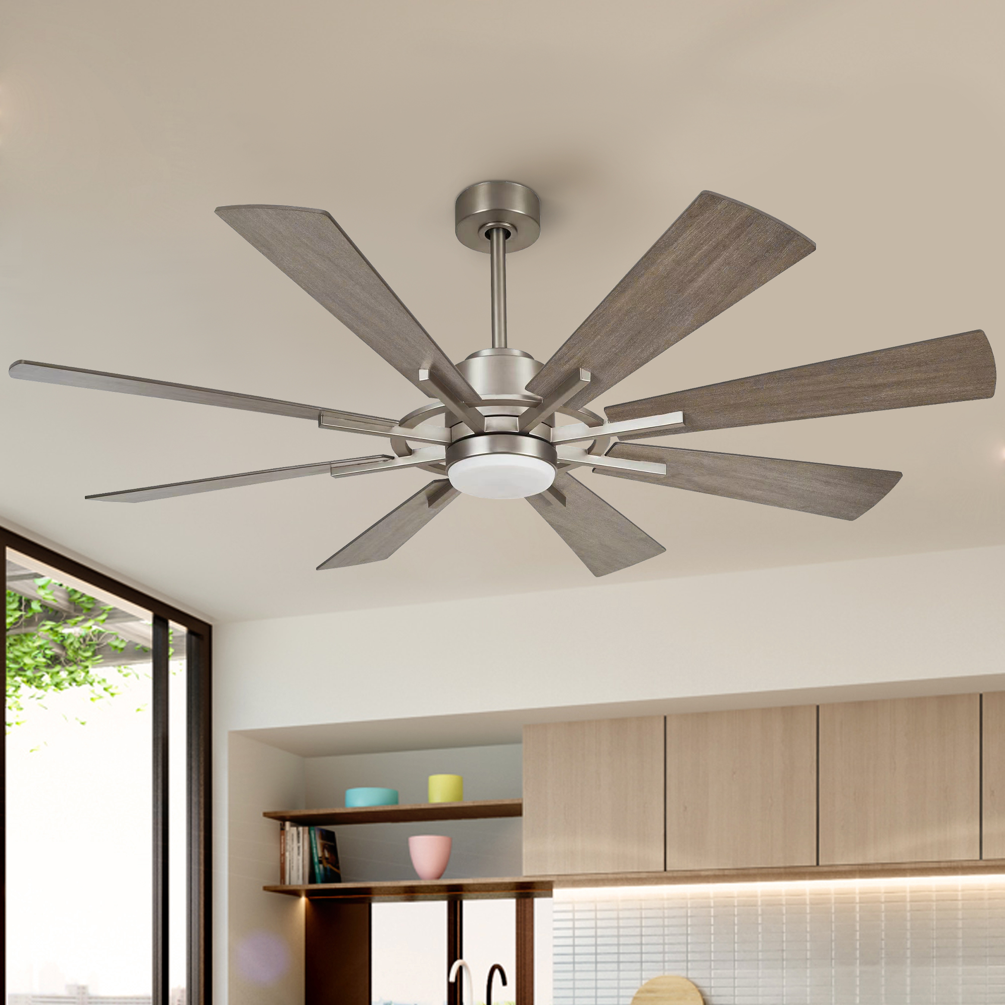 60 Inch Large Indoor/Outdoor Ceiling Fan with LED Light and Remote ...