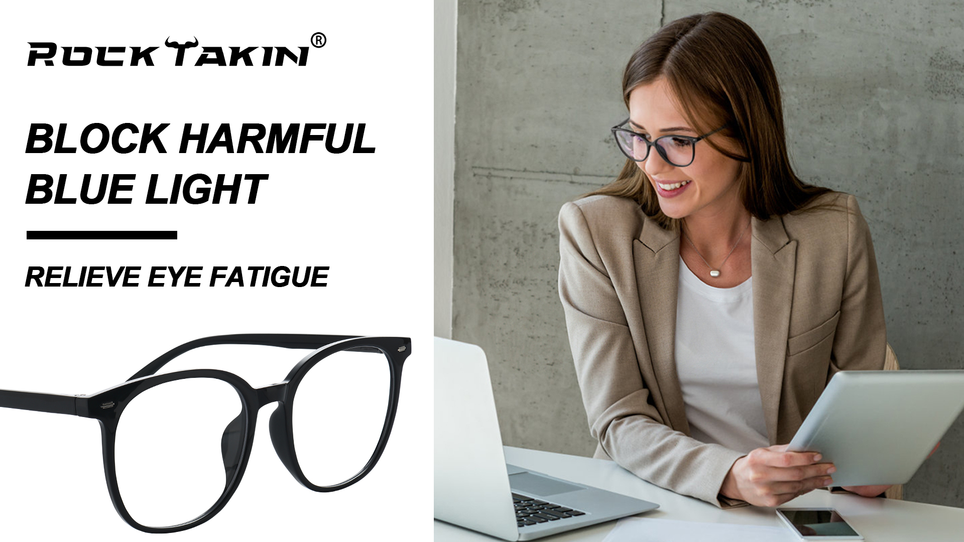 ROCK TAKIN Large Frame Blue Light Blocking Glasses 2-Pack - Trendy ...