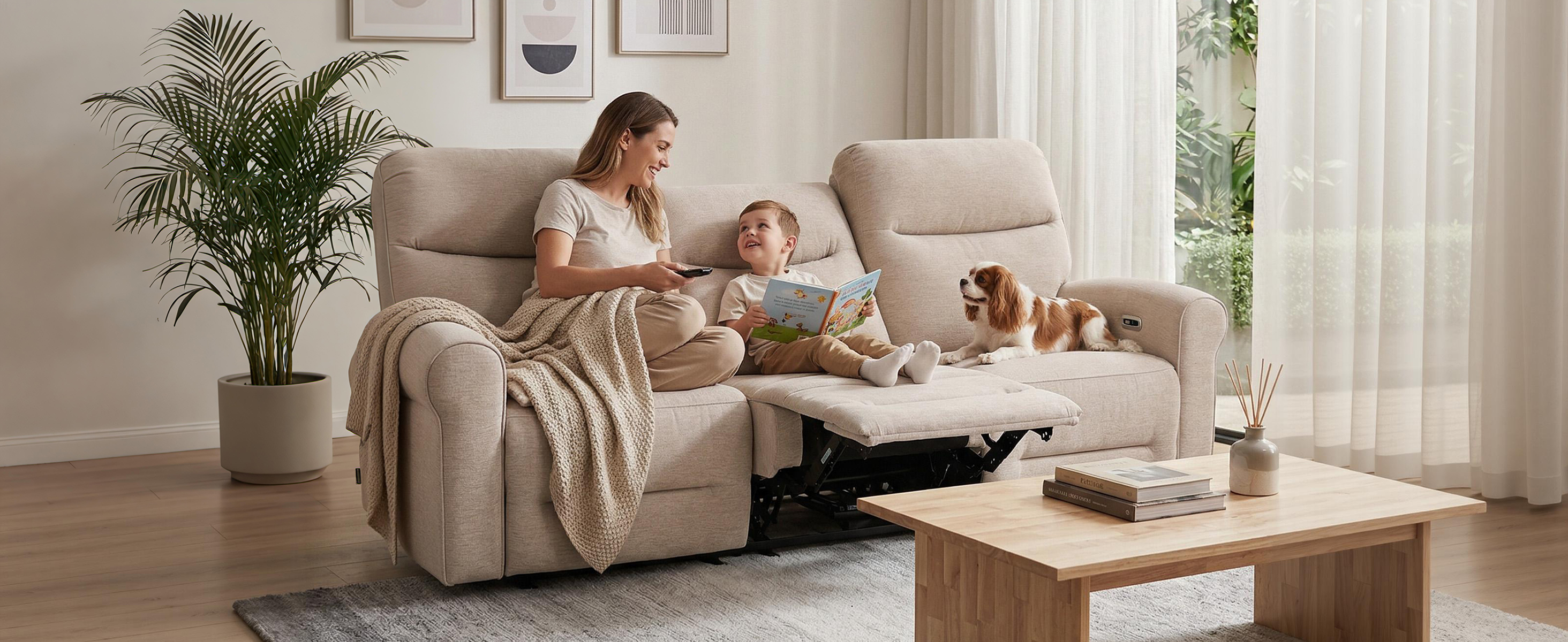 MCombo 3-Seater Triple Power Reclining Sofa Couch for Small Space ...
