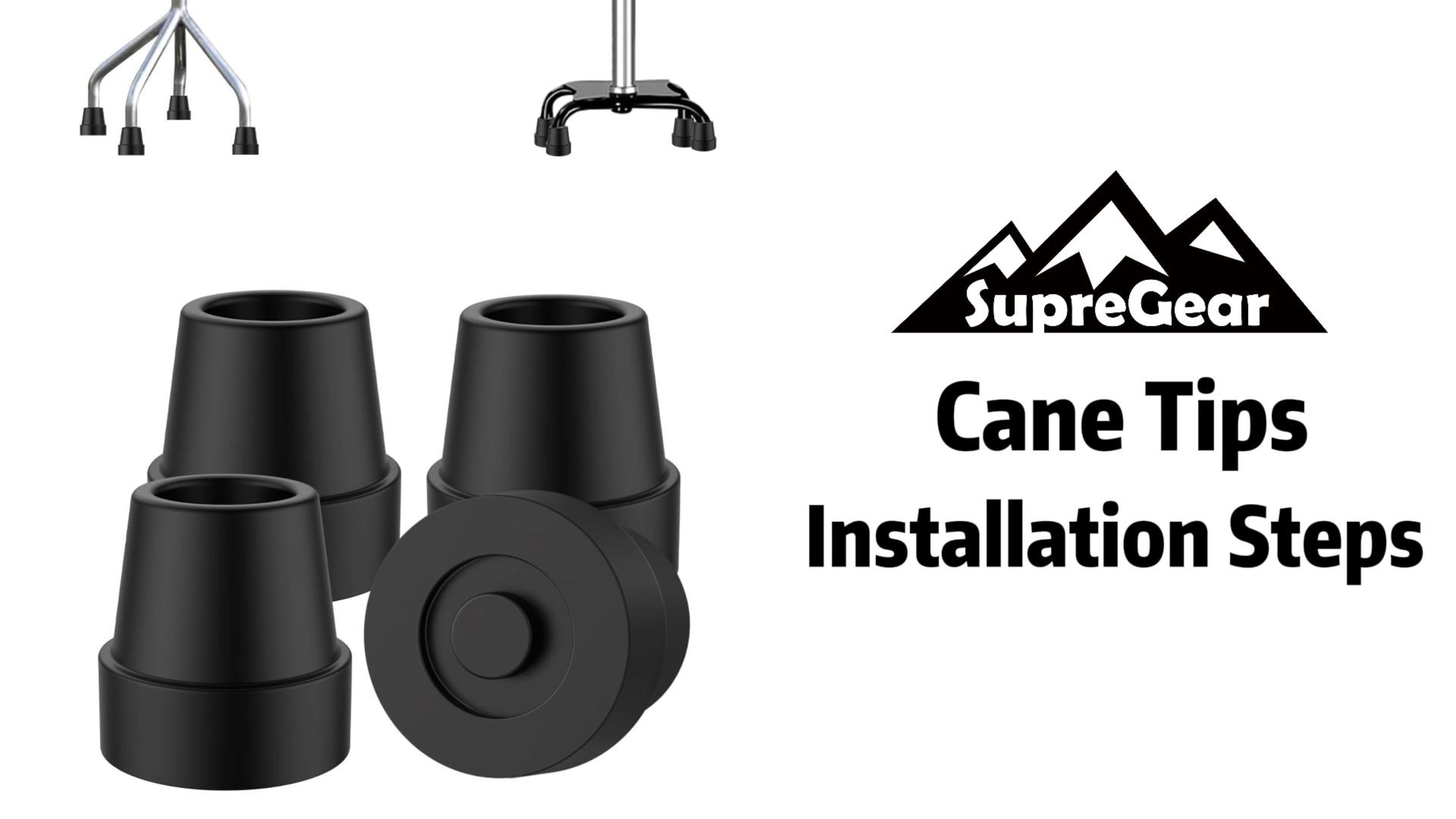 Supregear 4 Pack Non-Slip Quad Rubber Cane Tips, 1/2 inch, Walking ...