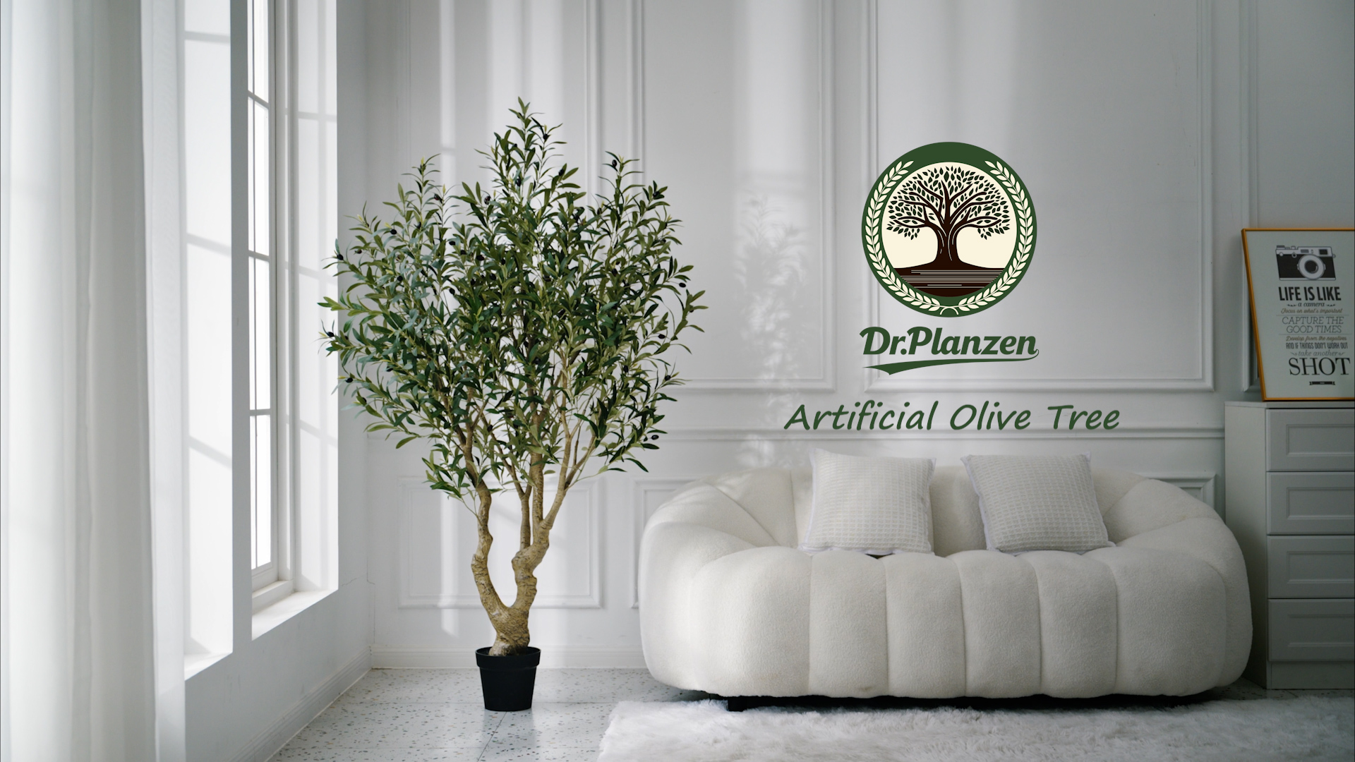 DR.Planzen 6 ft Large Artificial Olive Tree - Realistic Faux Potted Plant with Lifelike Berries ...