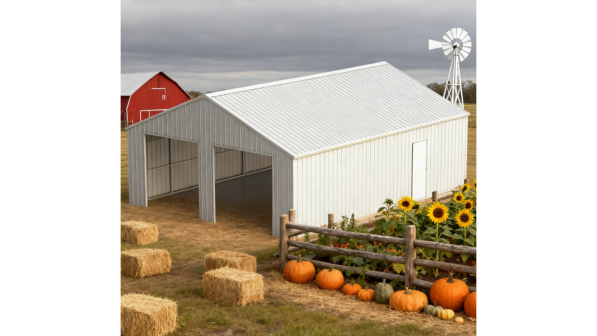 33ft X 25ft Dual Doors Metal Garage, Covering 825Sq.Ft, Heavy Duty ...